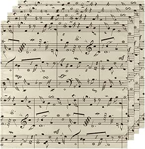 Amazon.com: Vintage Music Notes Cloth Napkin Set of 4, Absorbent ...