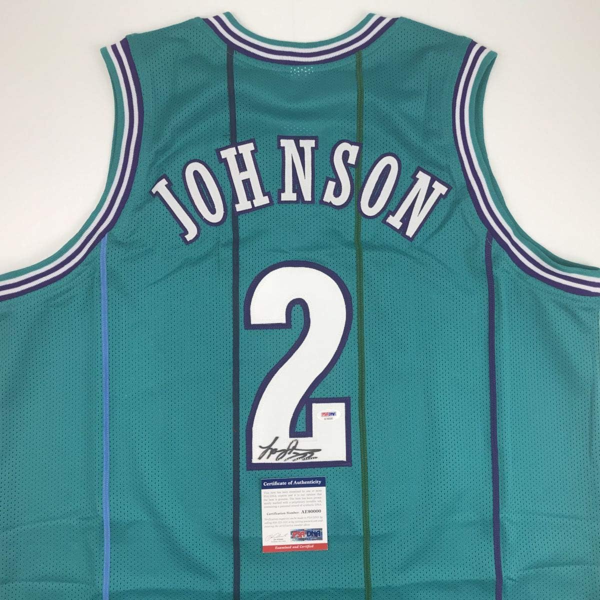 Autographed/Signed Larry Johnson Charlotte Teal Basketball Jersey PSA ...