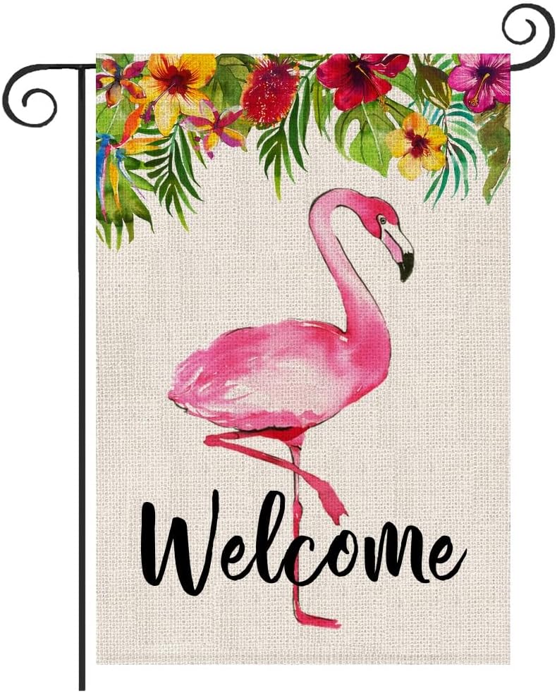 Amazon.com: Pink Flamingo Garden Flag 12x18 Double Sided, Flamingo Yard ...