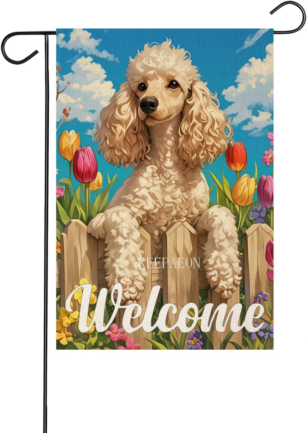 Amazon.com : KEEPAEON Spring Garden Flag Poodle Yard Flag Floral 12x18 ...