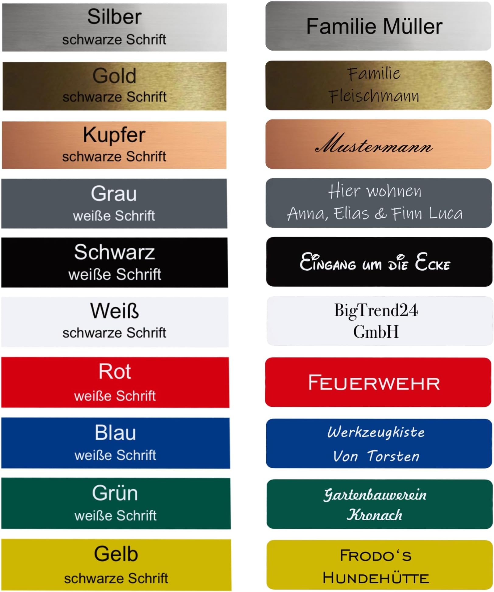 Renz Renz Namensschild 75 x 22 mm 7/112 : Amazon.de: Bürobedarf ...