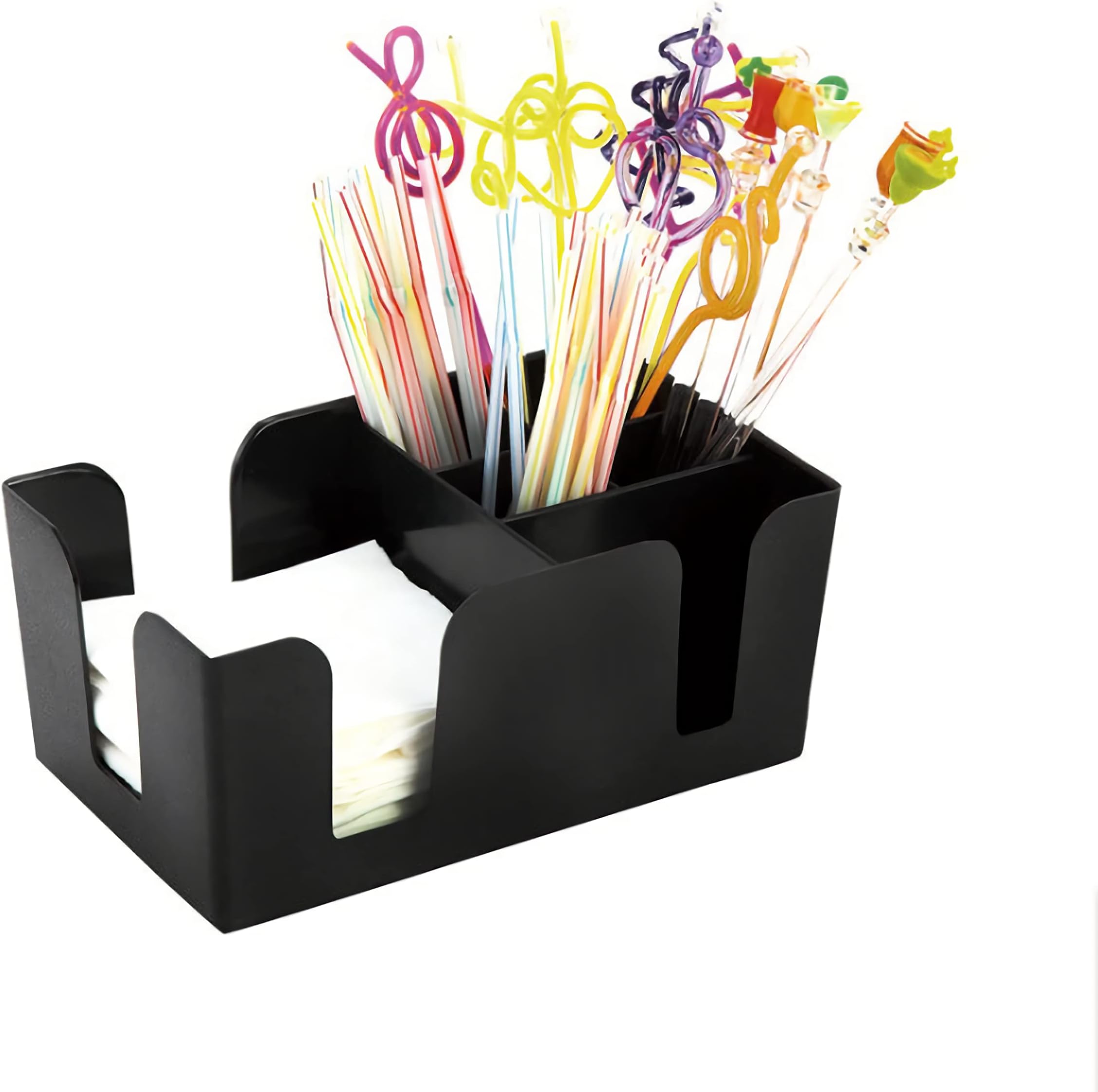 Amazon.com: KNC Bar Caddy with 6 Compartments, Napkin Holder, Black ...