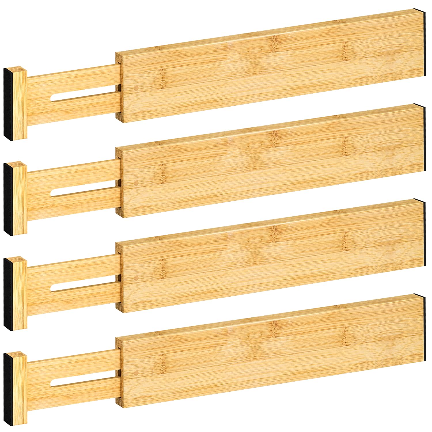 Amazon.com: Drawer Divider, 4 PCS Bamboo Drawer Dividers Organizers ...