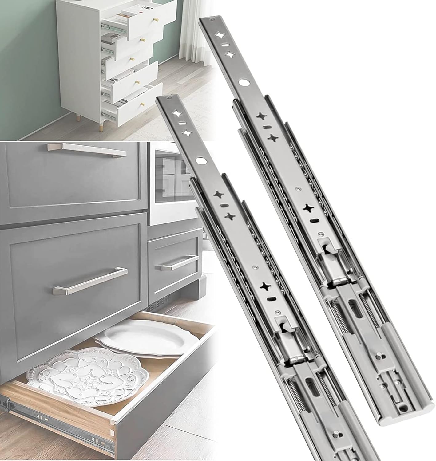 Soft Close Slide Rail Full Extension Runners 300mm 800mm - Side Mount ...