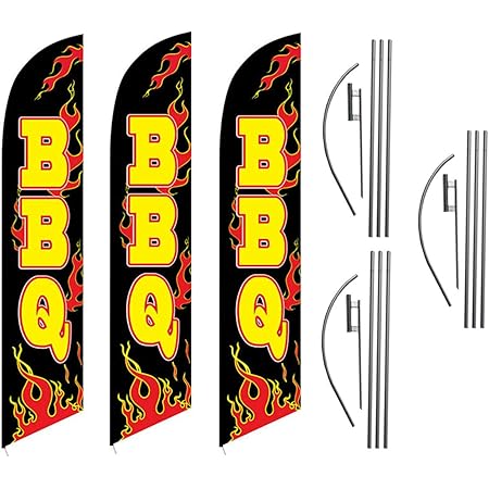 Amazon.com: BBQ Barbecue Restaurant Advertising Feather Flag Kits ...