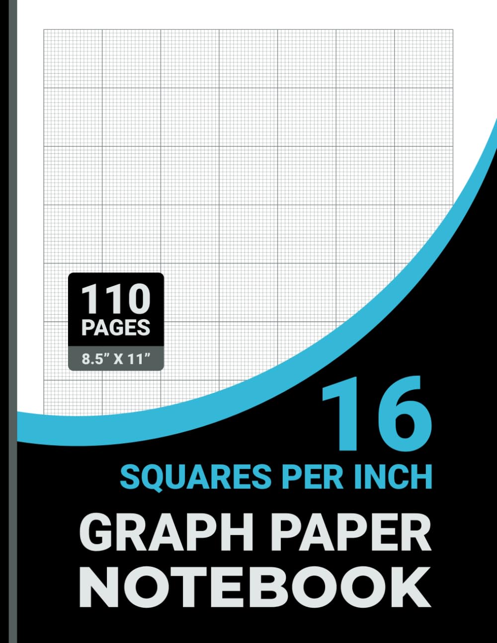 Graph Paper 16 Squares Per Inch Notebook: 1/16 Inch Squares, 16x16 Grid ...