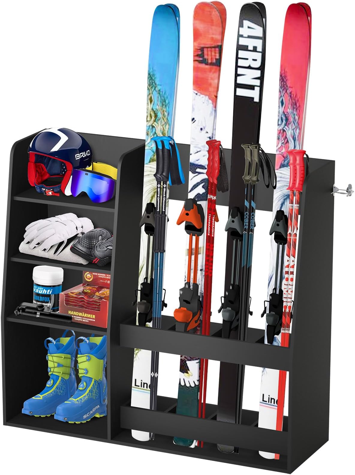 StoreYourBoard Ski Storage Rack, Freestanding 5 Pair Skis Floor Rack ...