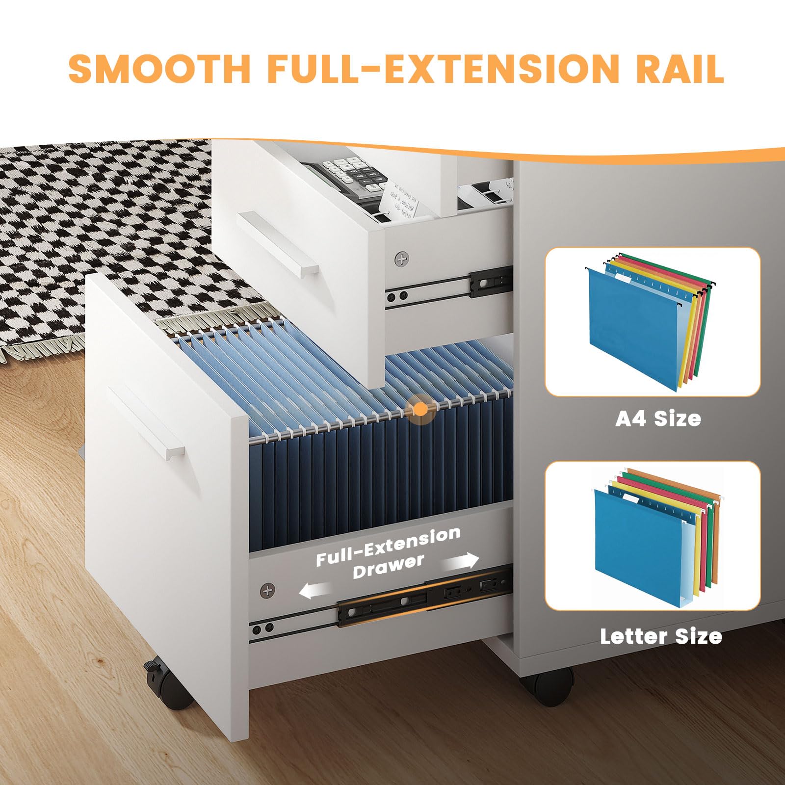 Snapklik.com : VICLLAX 3-Drawer Rolling Vertical File Cabinet, Under ...
