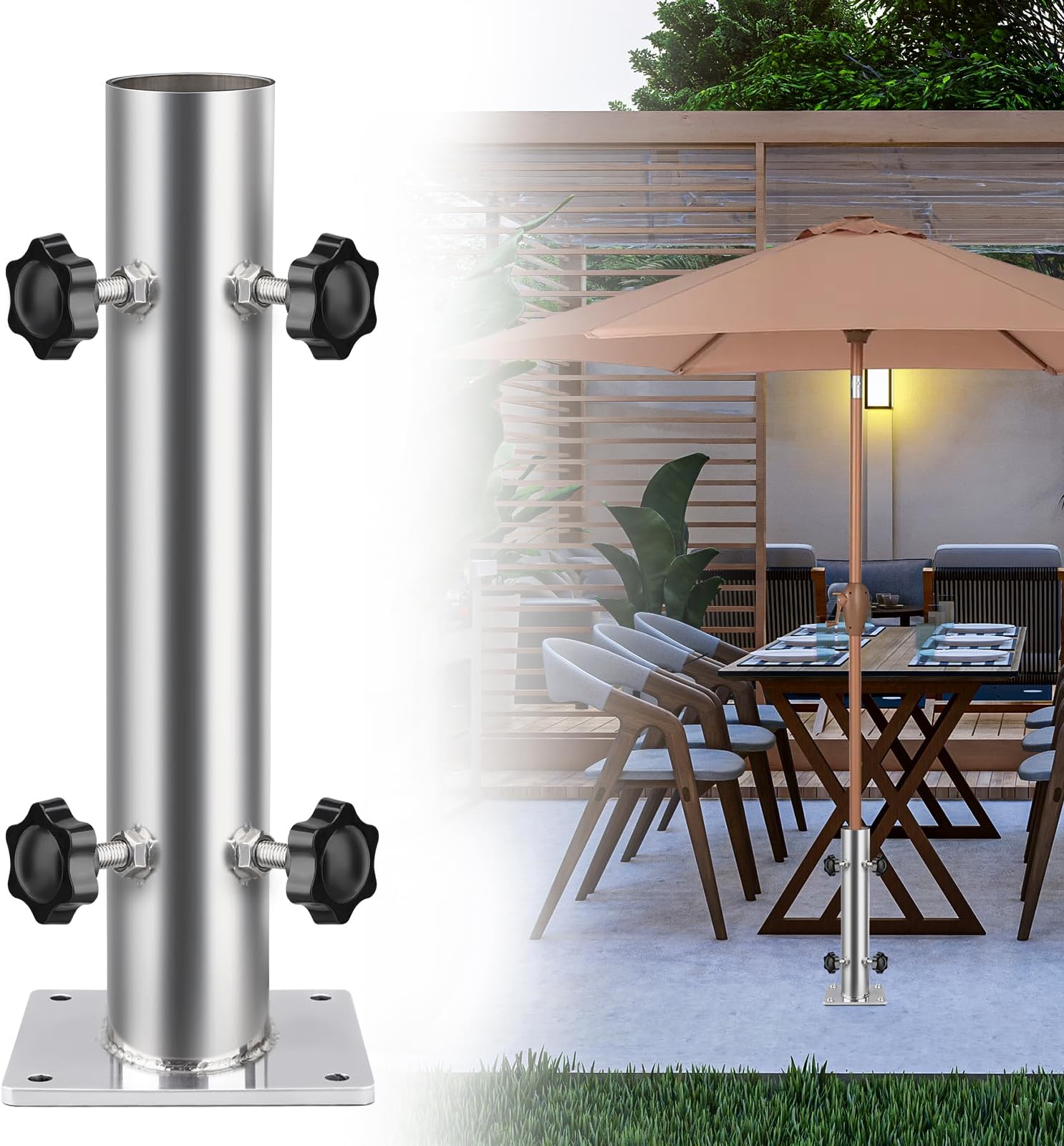 Amazon.com : 304 Stainless Steel Patio Umbrella Stand,Reinforced Heavy ...