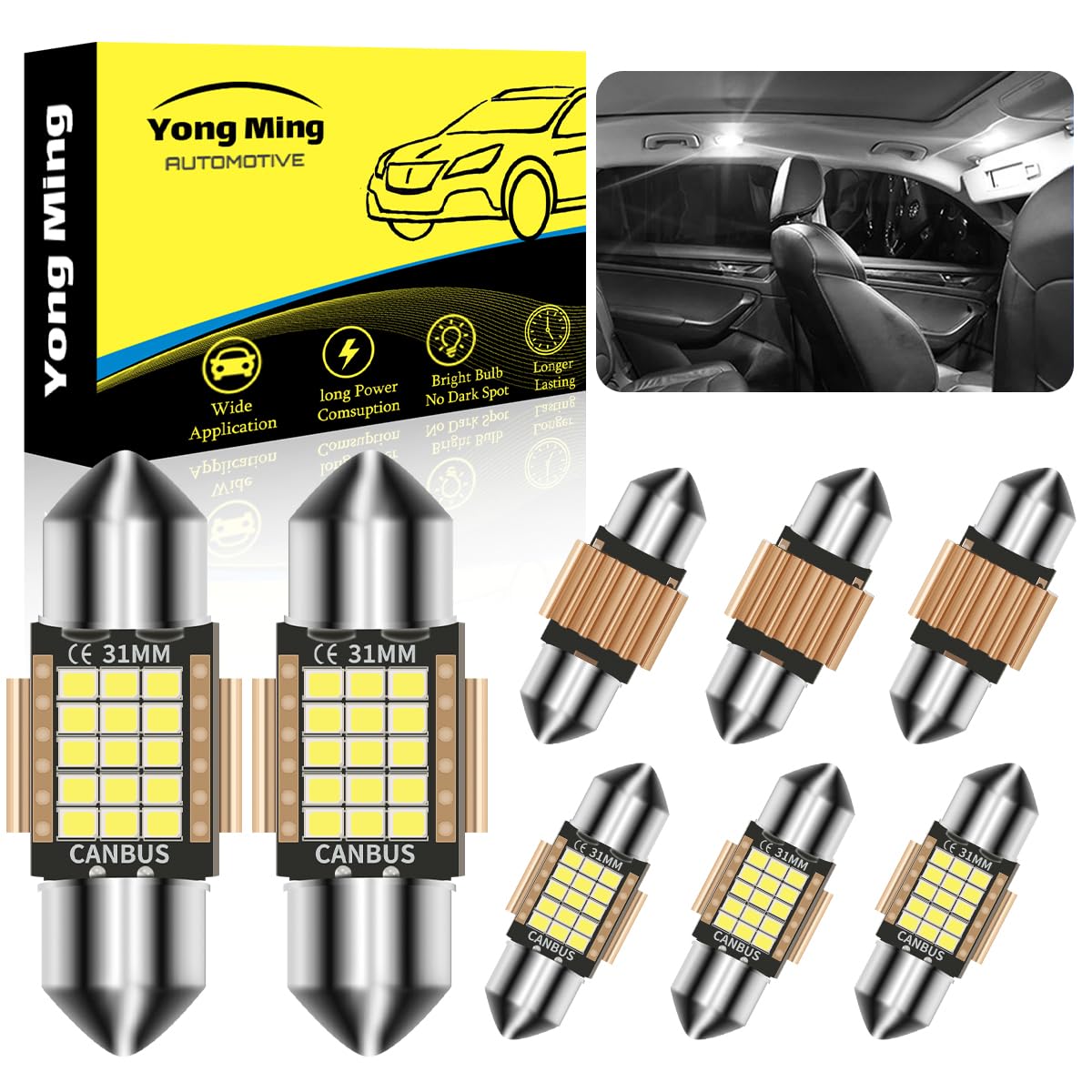 Amazon.com: YONGMING C5W Festoon LED Car Bulb 31MM,239 6418 Canbus ...