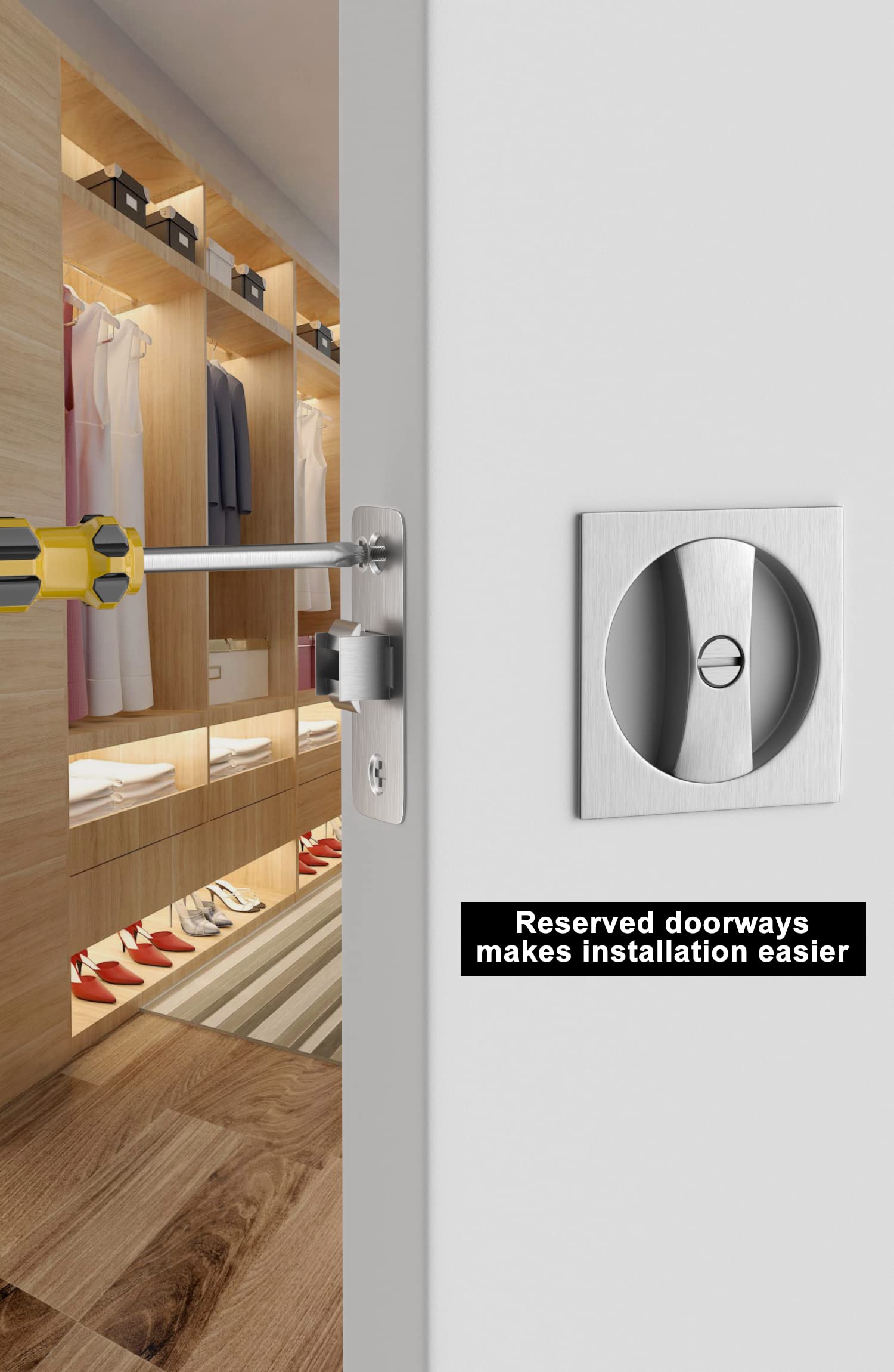 Snapklik.com : Goldenwarm Bed/Bath Pocket Door Lock, Satin Nickel ...