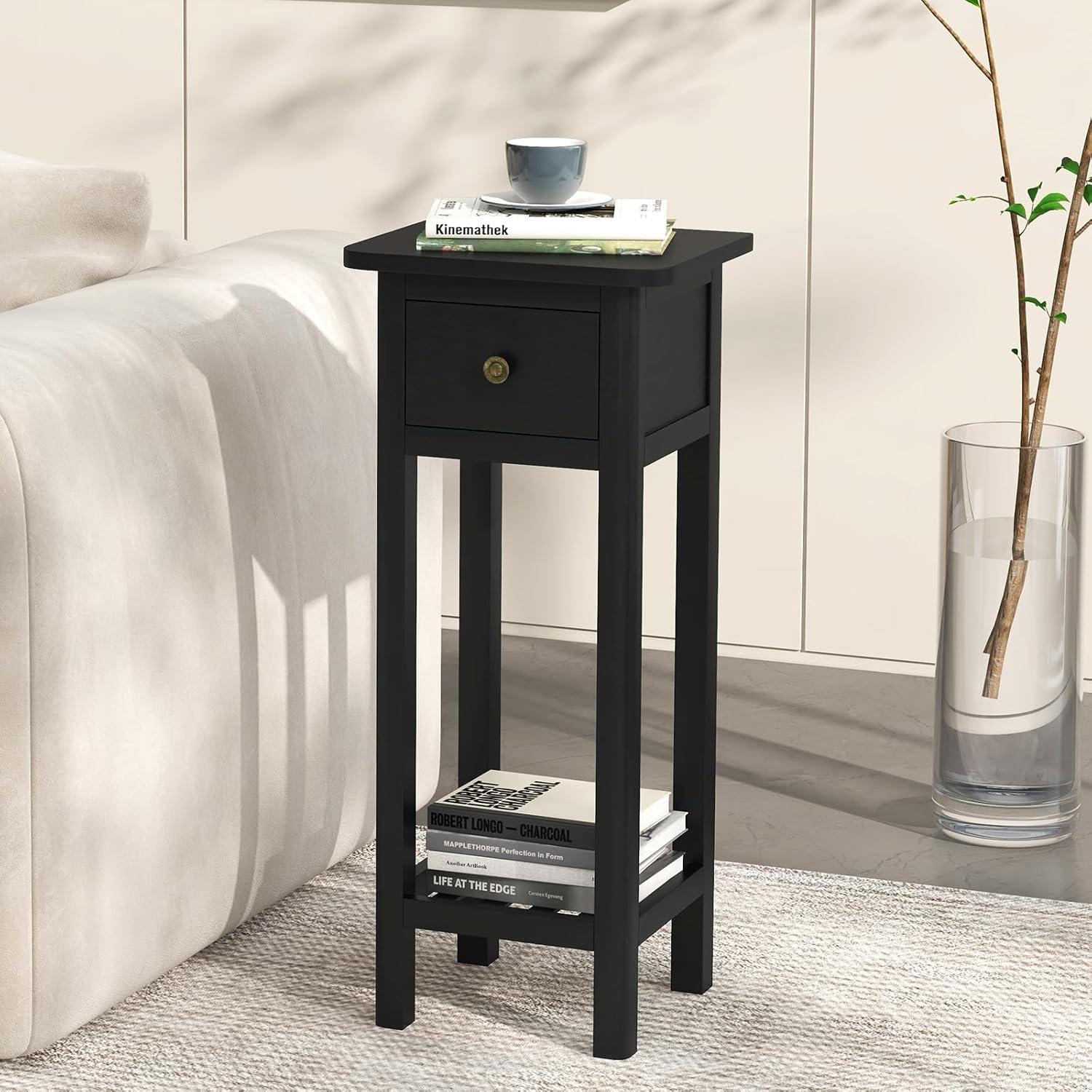 Amazon.com: GOFLAME Narrow Side Table, Small End Table with Drawer ...