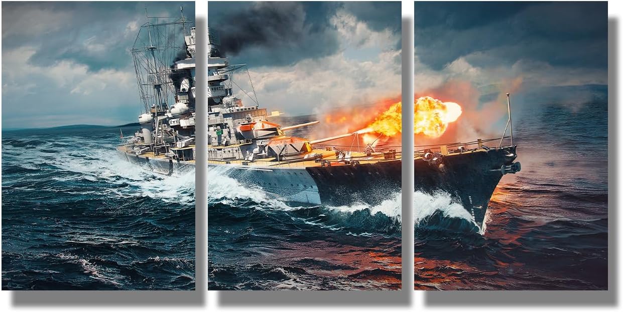 Amazon.com: Canvas Wall Art Navy Blue Decor Battleship World War II ...