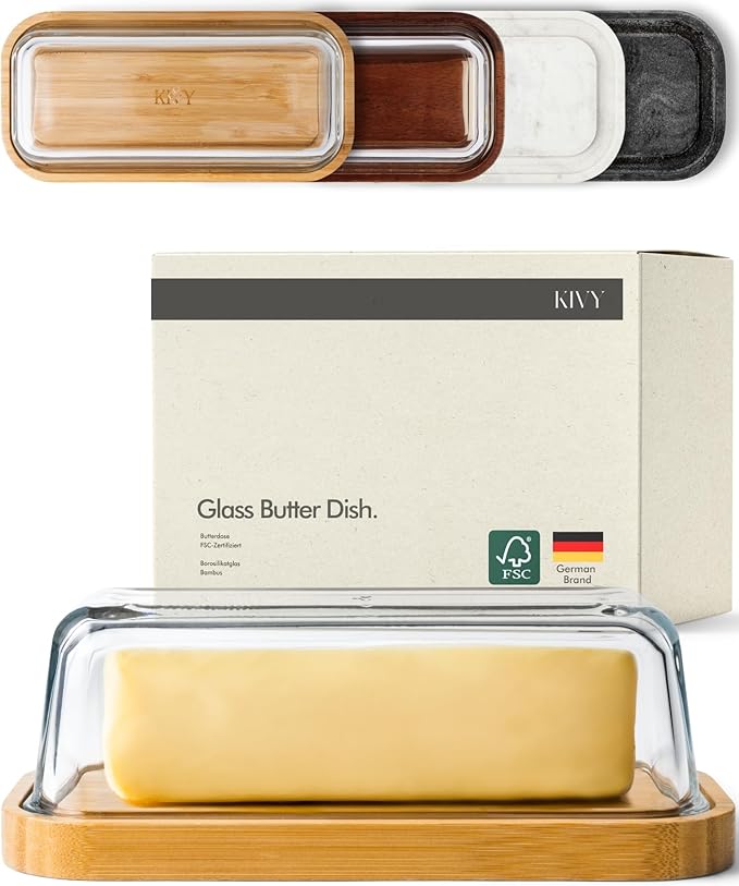 Amazon.com | KIVY Glass butter dish with airtight lid that keeps butter ...