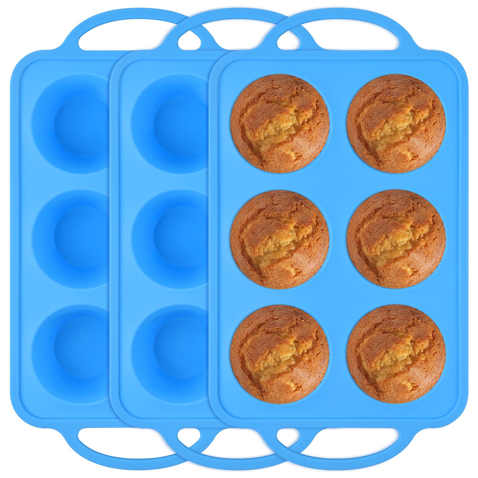 Amazon.com: 3 PCS Silicone Cupcake Pan, 6 Cups Silicone Muffin Pans For ...