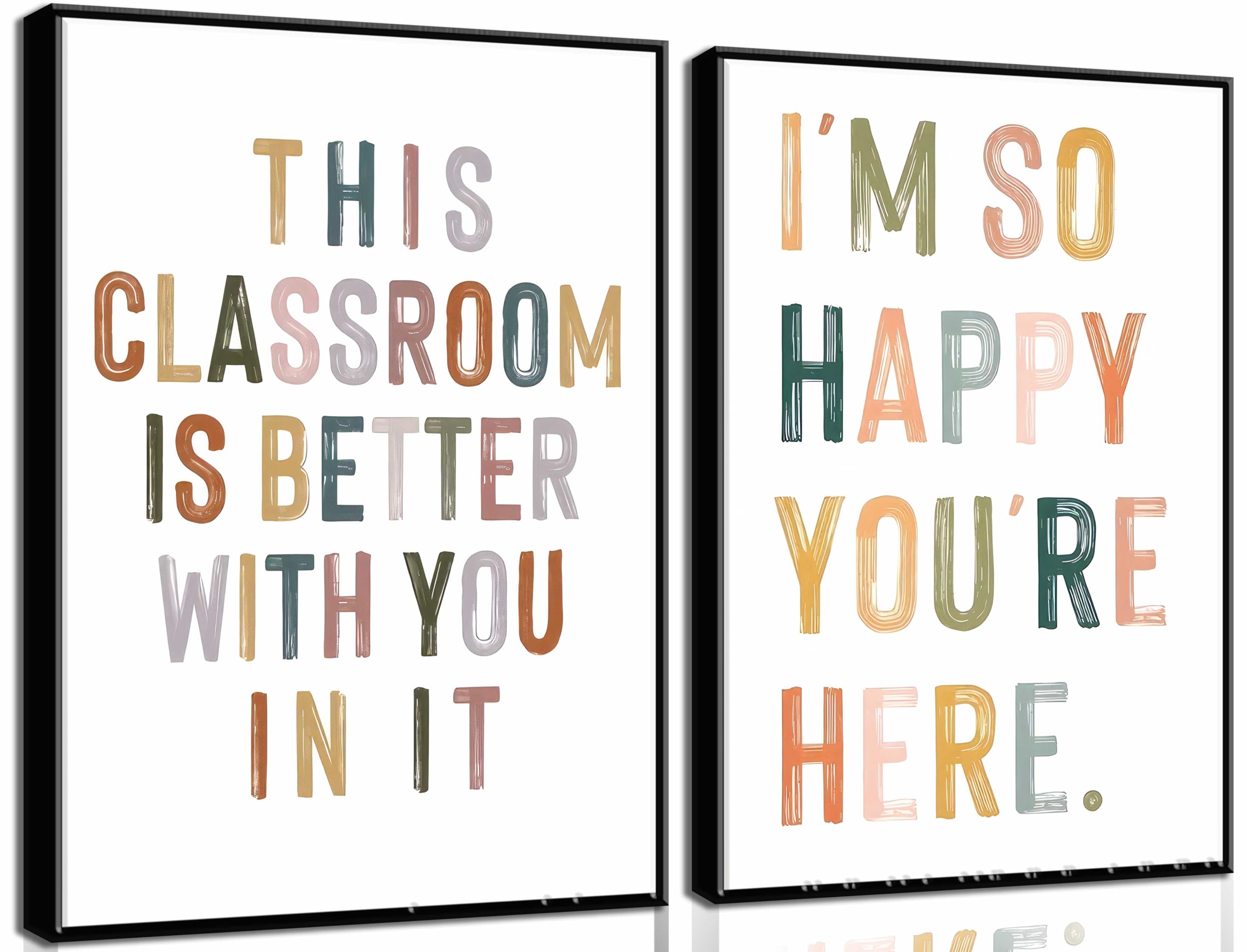 Amazon.com: 2Pcs Positive Motivational Wall Art Boho Classroom Poster ...