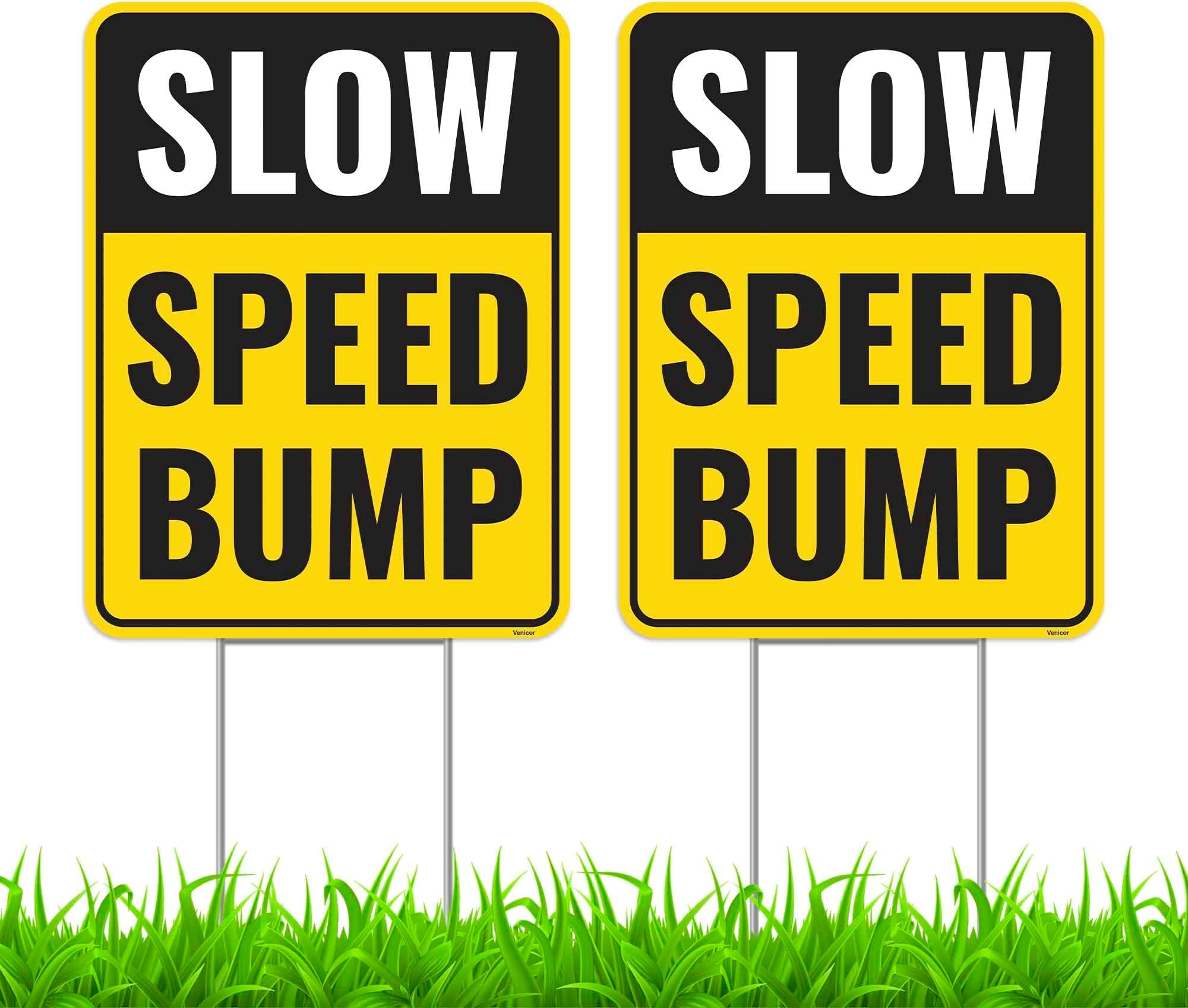 Amazon.com: 2PC Speed Bump Sign with Stakes, 17 Inches by 13 Inches ...