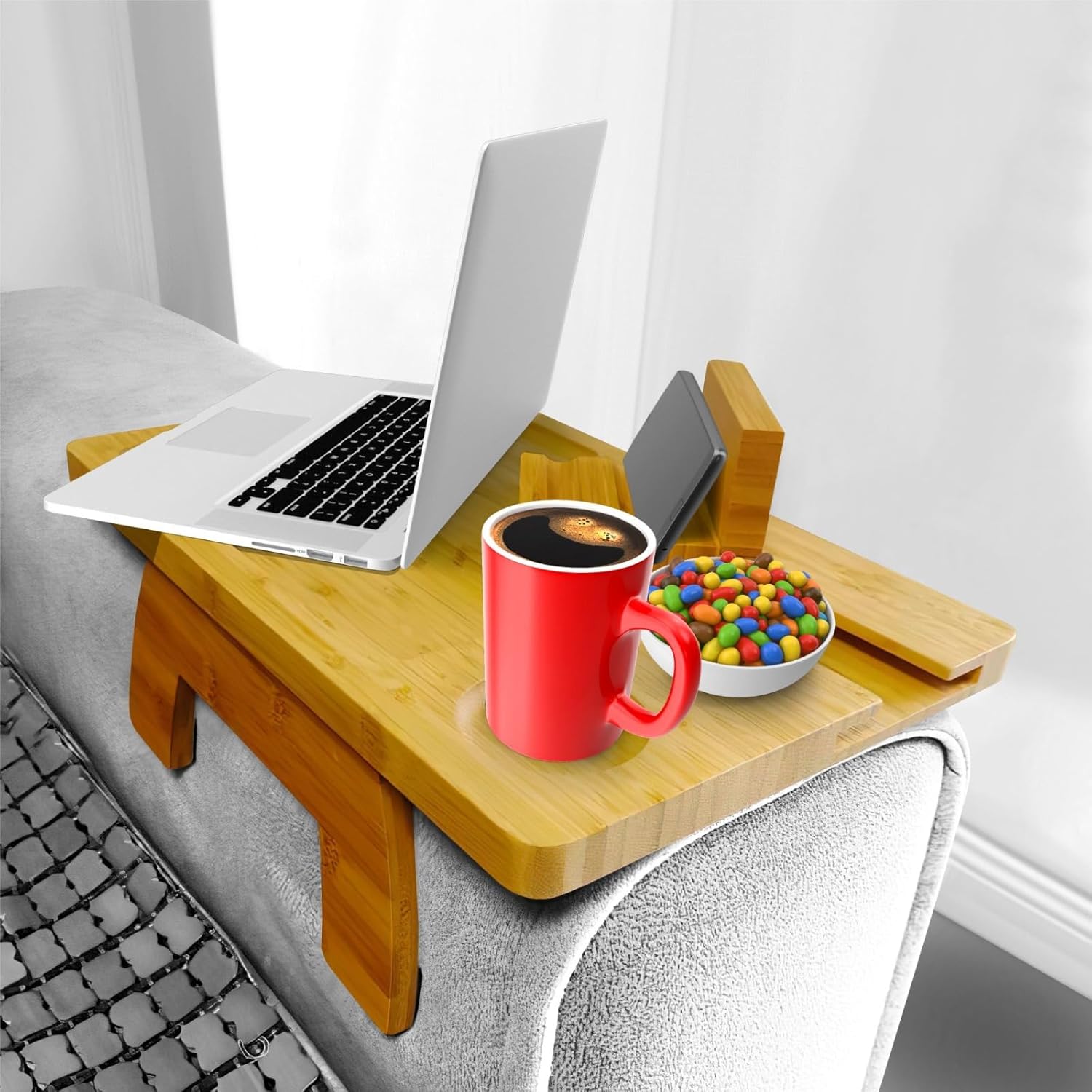 Amazon.com: Bamboo Couch Arm Tray Sofa Table for Wide Couch Arms ...