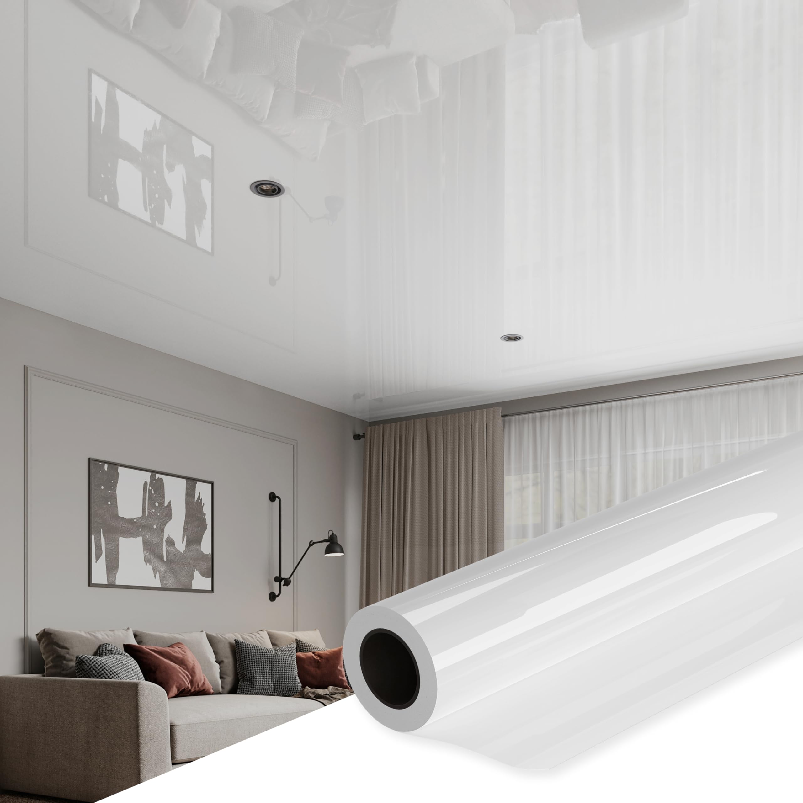 Ceiling Decor Film - White Glossy PVC Stretch Ceiling - Room Ceiling ...
