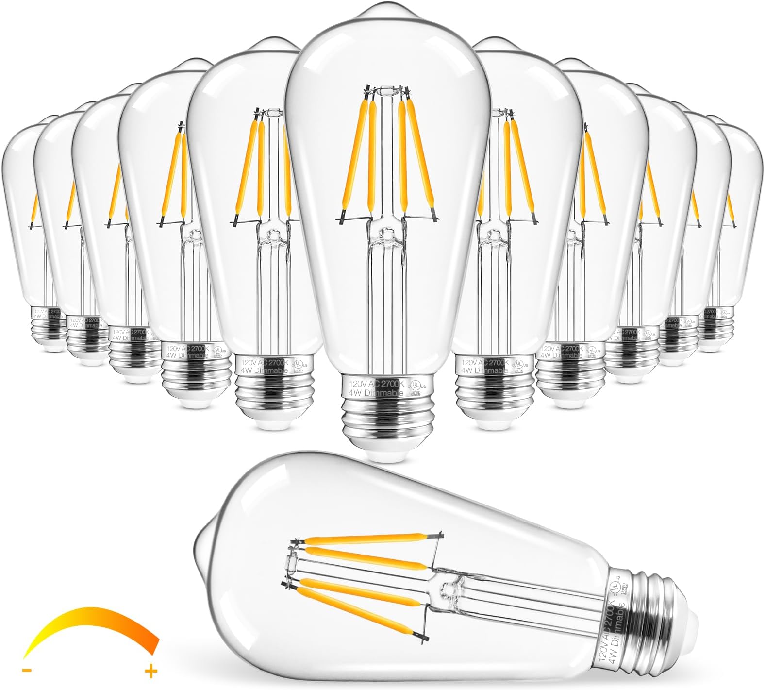 Hizashi Edison Bulbs 40 Watt LED Dimmable, E26 LED Bulb 2700K Warm ...