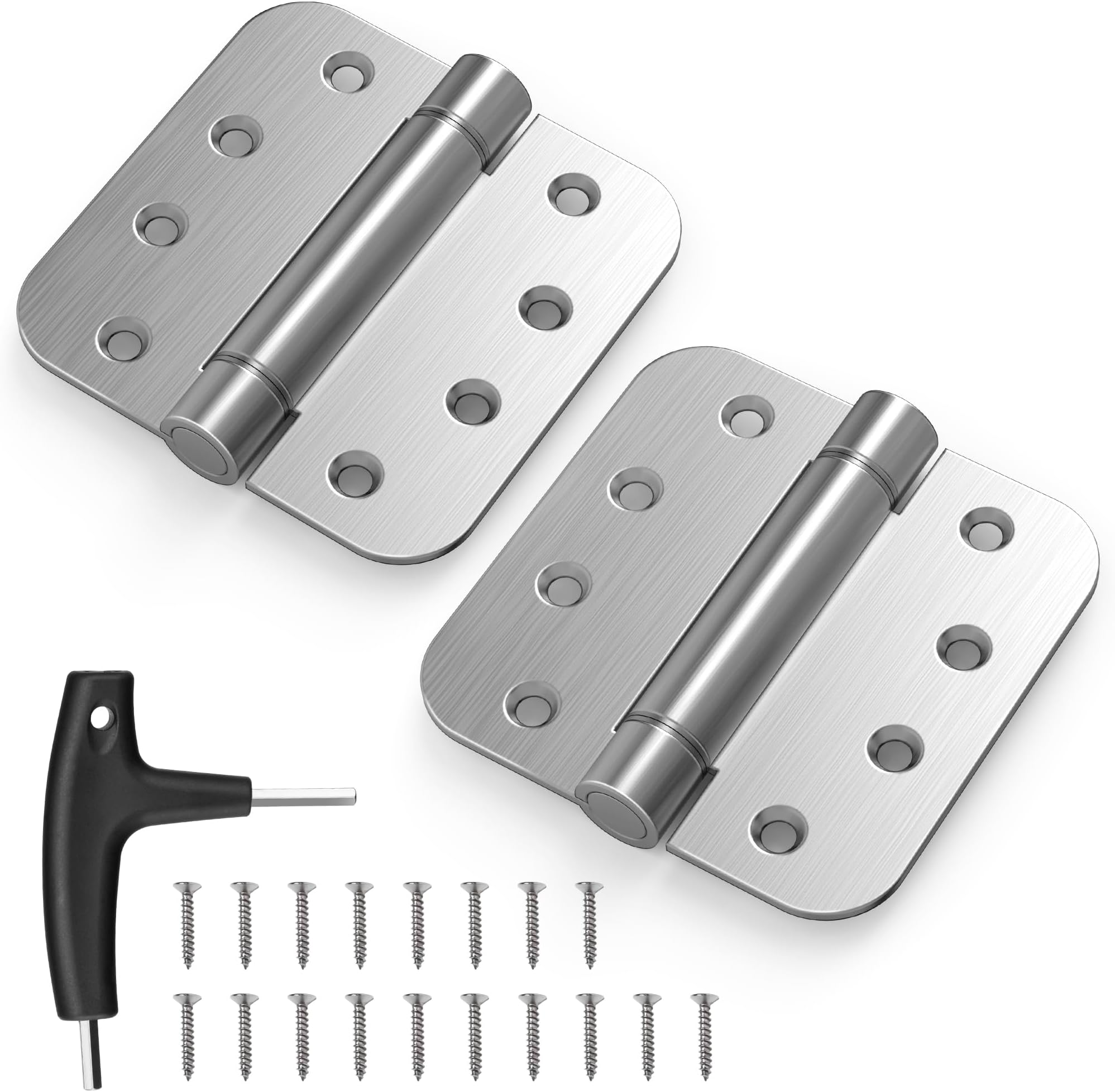 KOLET Self Closing Door Hinges, 4 x 4 Inches Spring Hinges with Auto Close, Stainless Steel Door ...