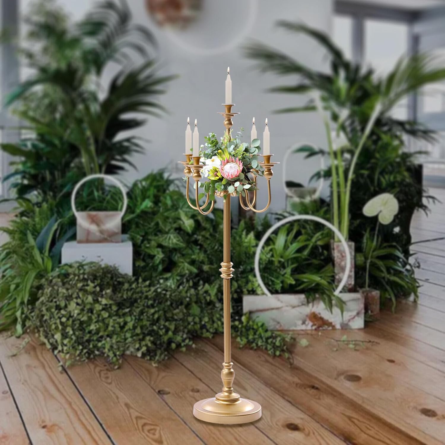Amazon.com: CutuLi 50" Golden Candelabra - 5 Arms Stunning Floor Candle ...