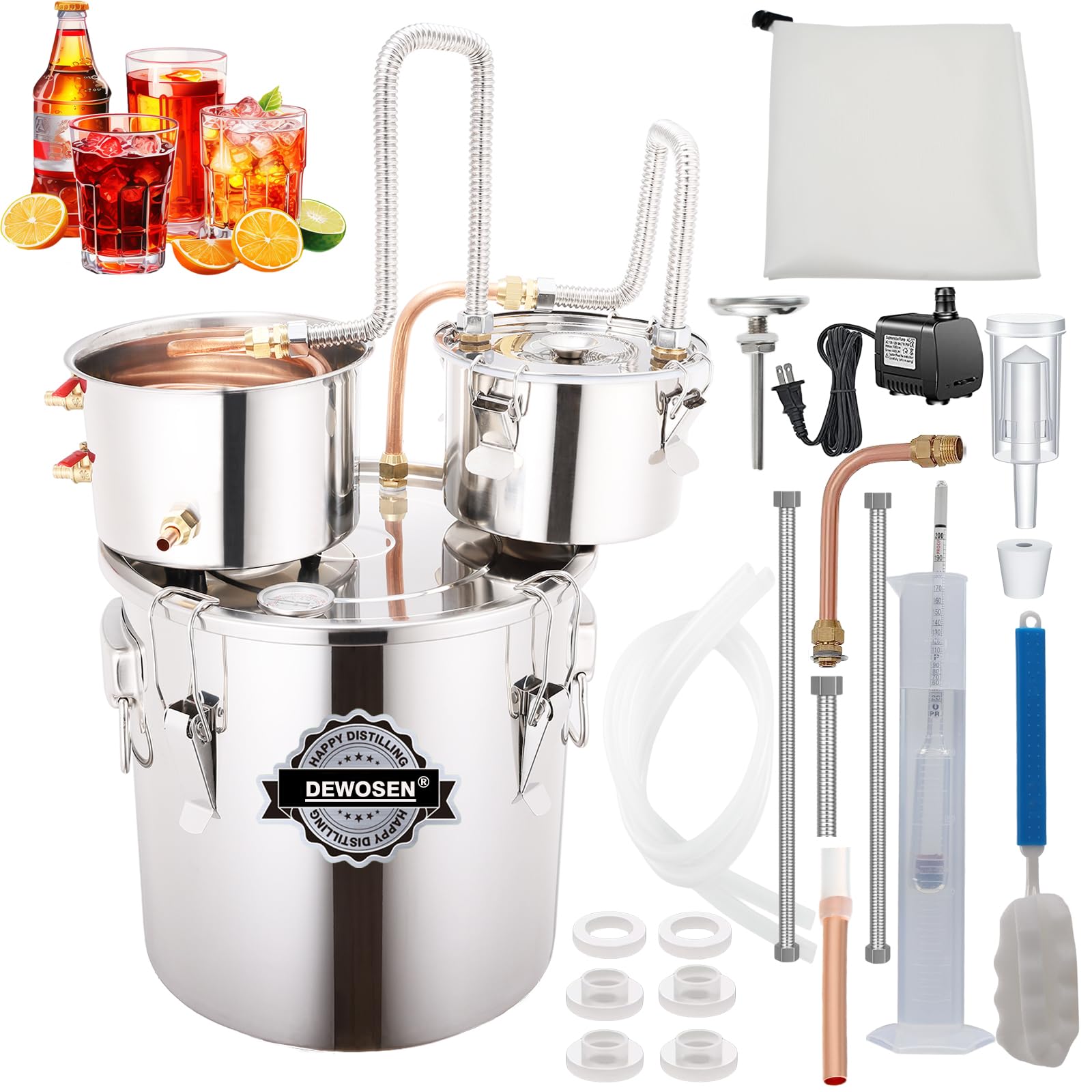 Amazon.com: DEWOSEN Alcohol Still 8 Gallon 3 Pots Shine Still ...