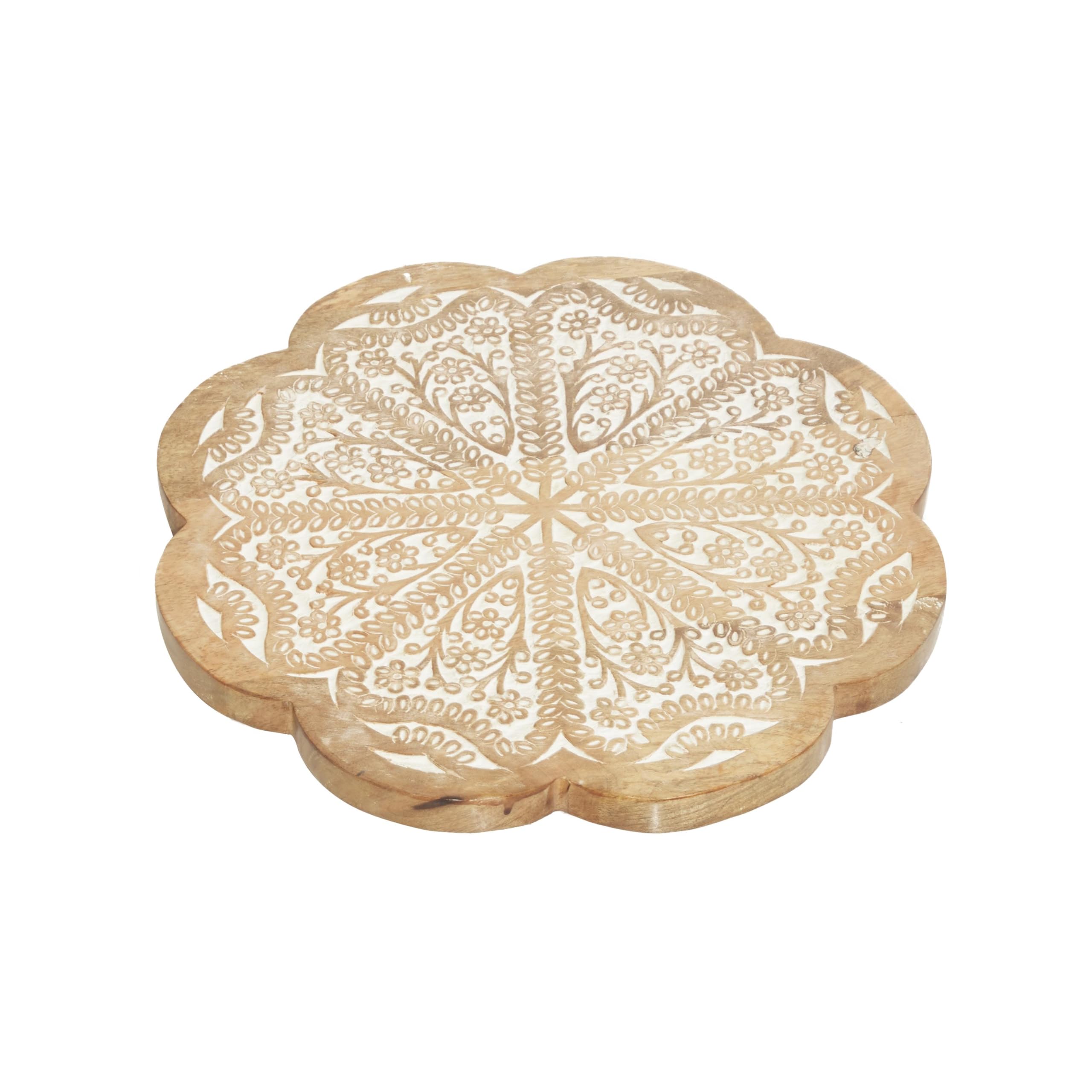 Amazon.com: Deco 79 Wood Floral Decorative Cake Stand Intricately ...