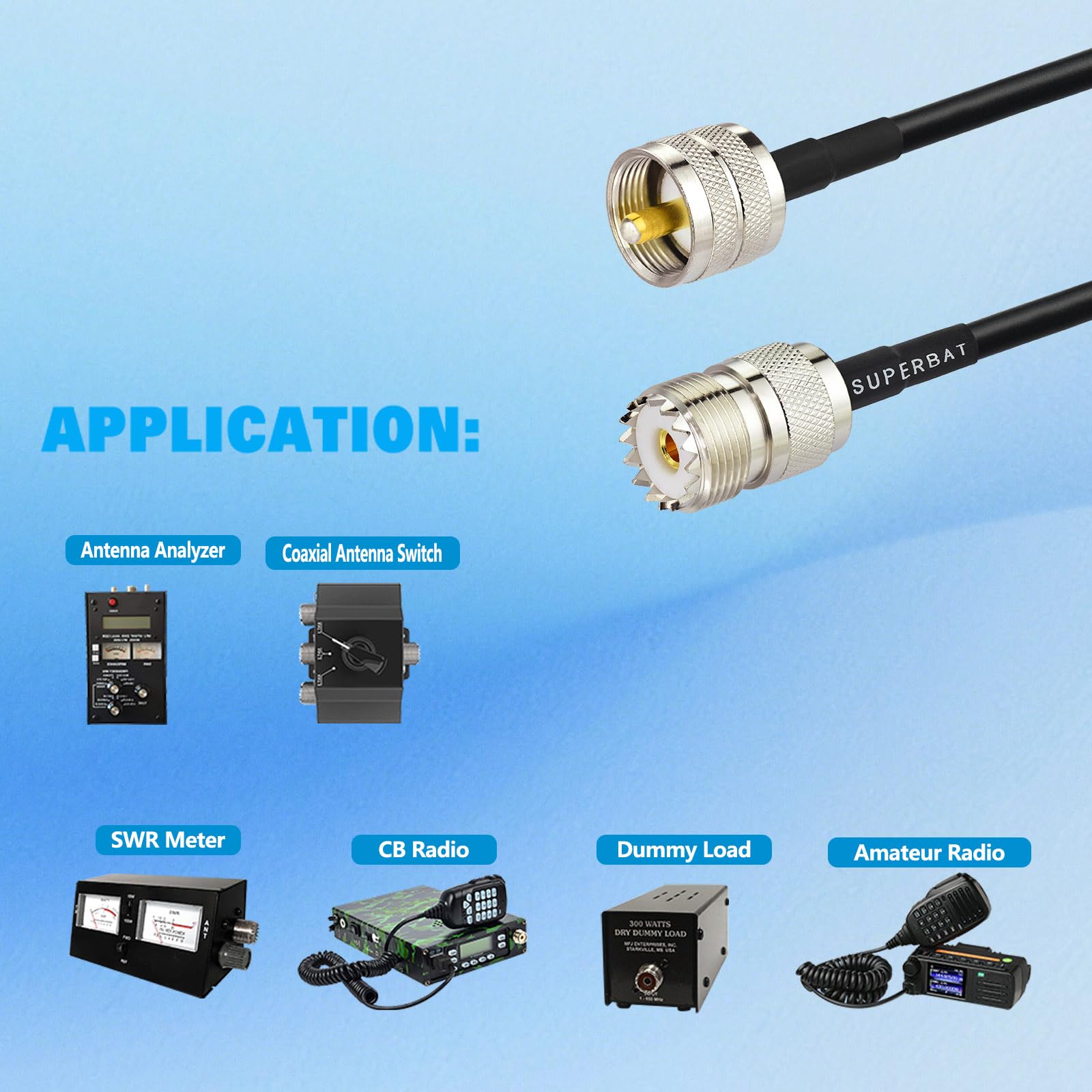 Snapklik.com : PL-259 UHF CB Coax Cable 10ft CB Antenna Cable RG8X ...