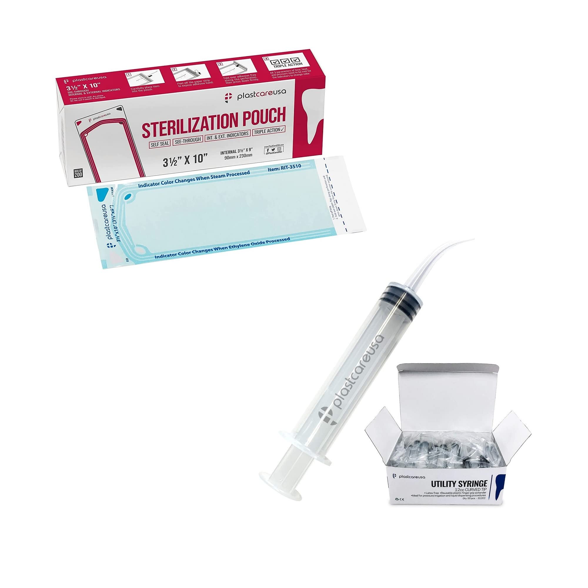Amazon.com: 200 3.5"x10" Self Seal Sterilization Pouches and 50 12cc ...
