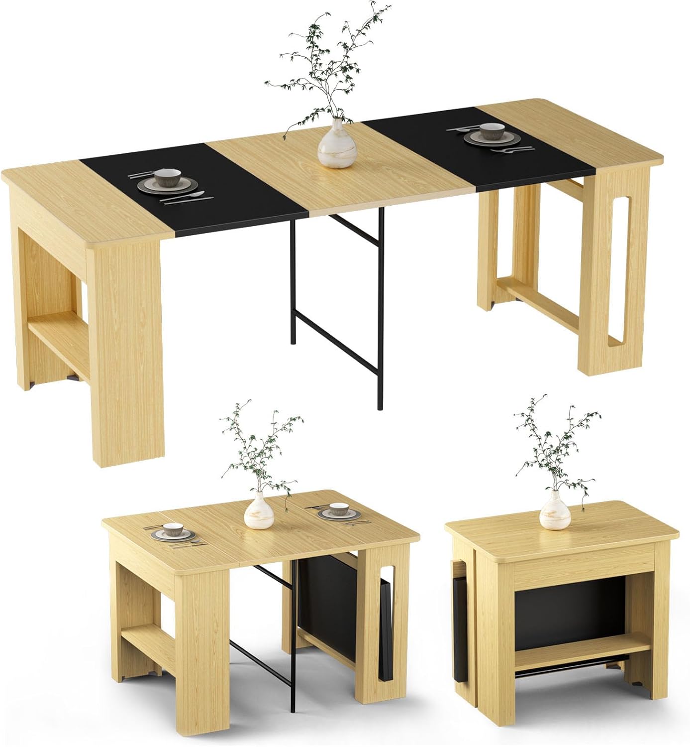 Amazon.com - Vabches 19”- 88.5“ Extendable Dining Room Table for 2-8 ...