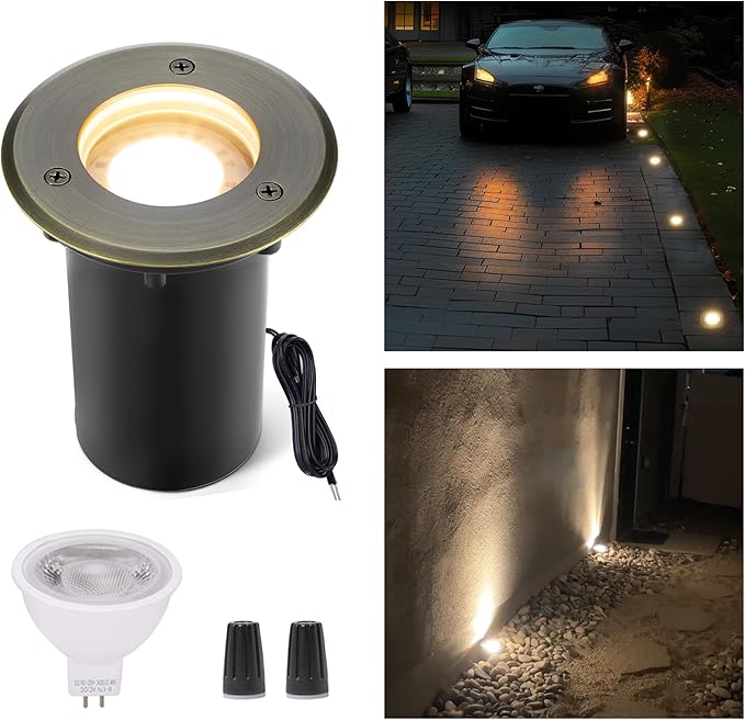 Gardenreet Landscape Well Lights Brass, LED Low Voltage Outdoor In ...