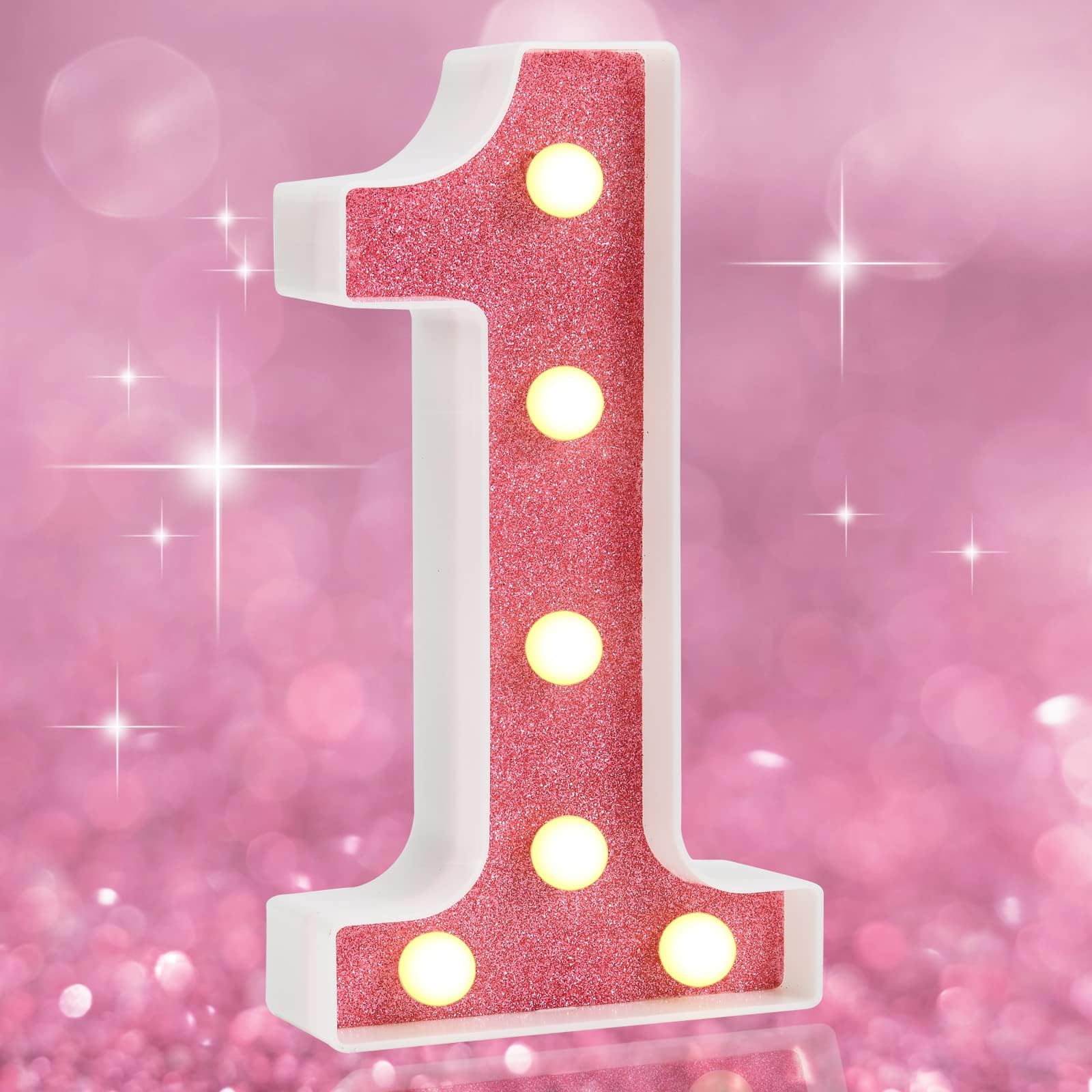 Amazon.com: Marquee Numbers Lights, Glitter Pink Light Up Numbers for ...