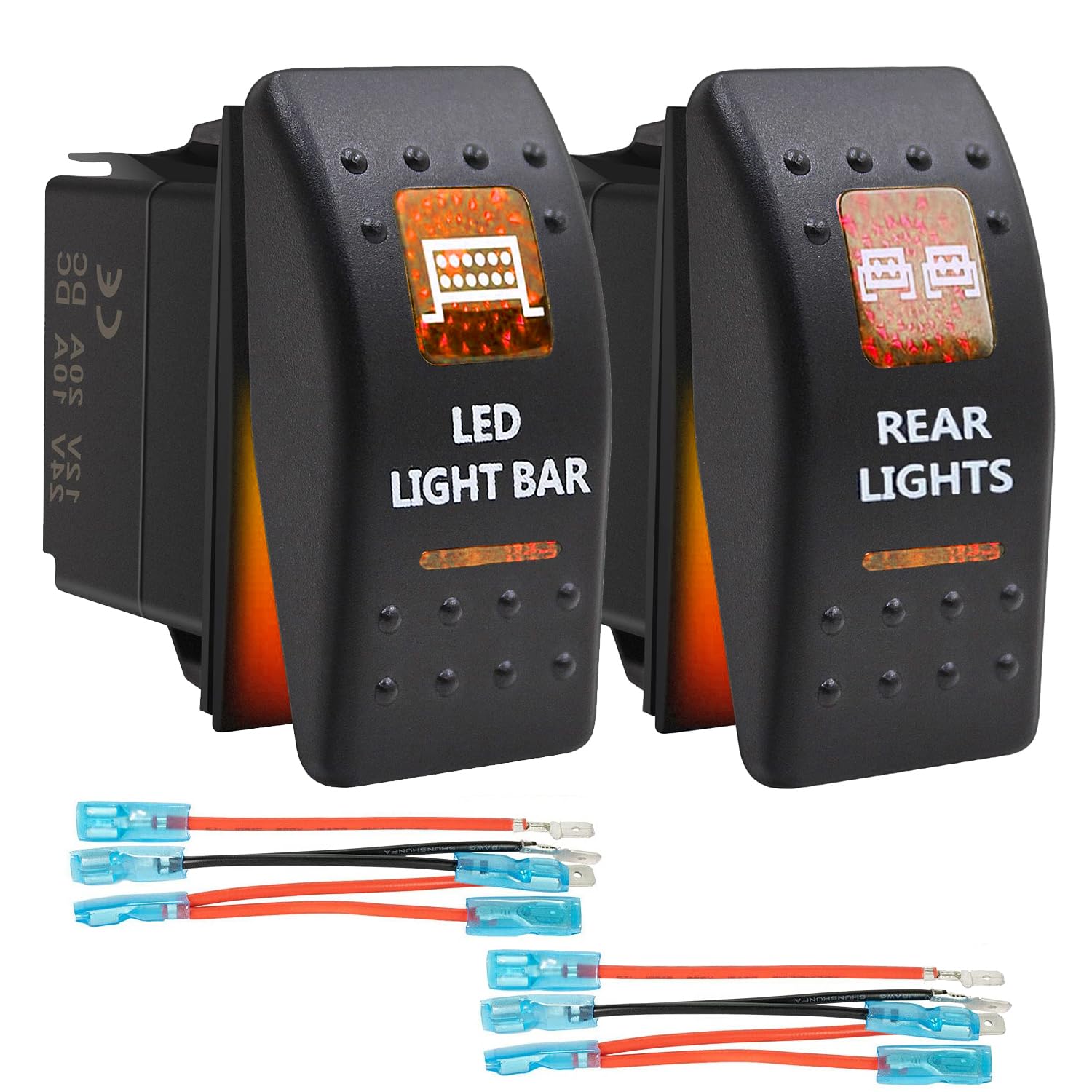Snapklik.com : Orange 5-Pin LED Rocker Toggle Switches Compatible