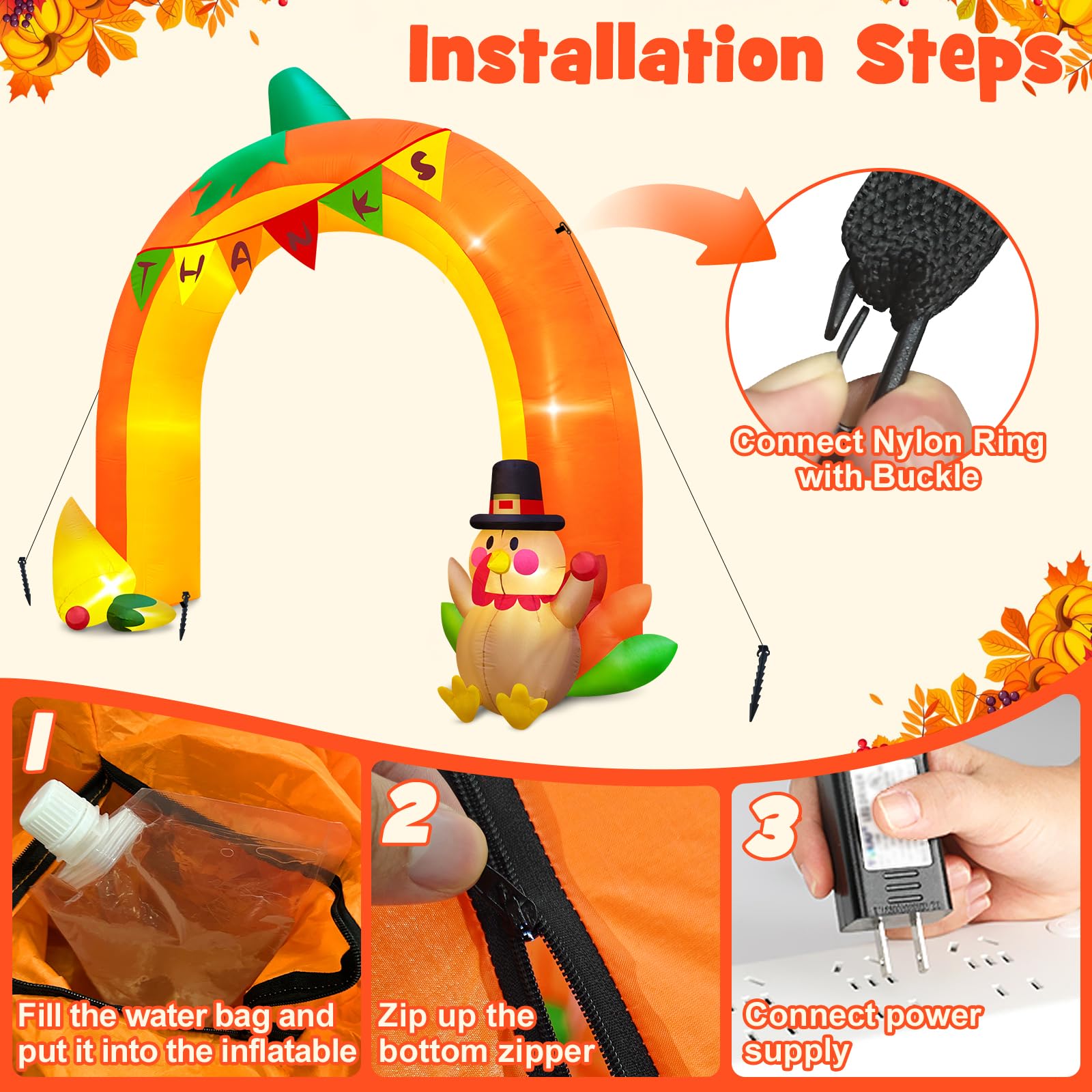 Snapklik.com : MICOCAH 10FT Giant Thanksgiving Inflatables Archway ...