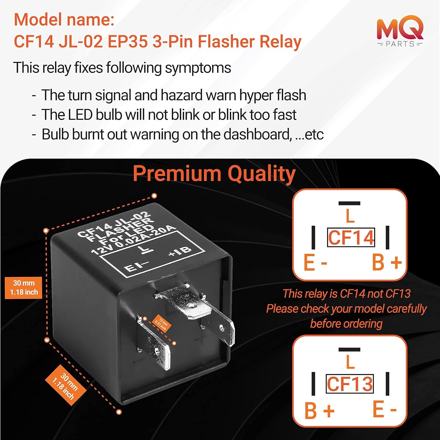 Snapklik.com : MQparts 3-Pin CF-14 CF14 EP35 12V LED Electronic Flasher ...