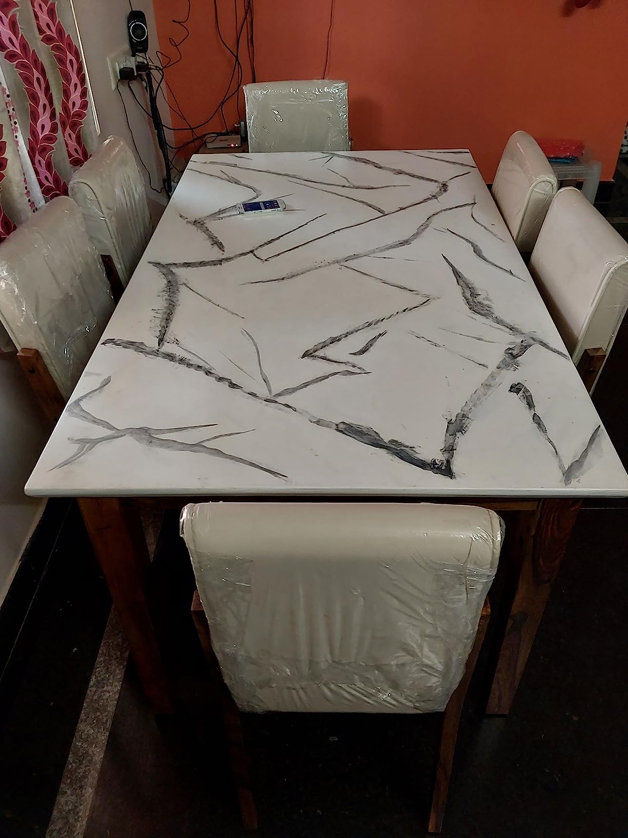 Sofani 6 Seater Crescent Dining Table Set with 6 Chairs | Modern ...