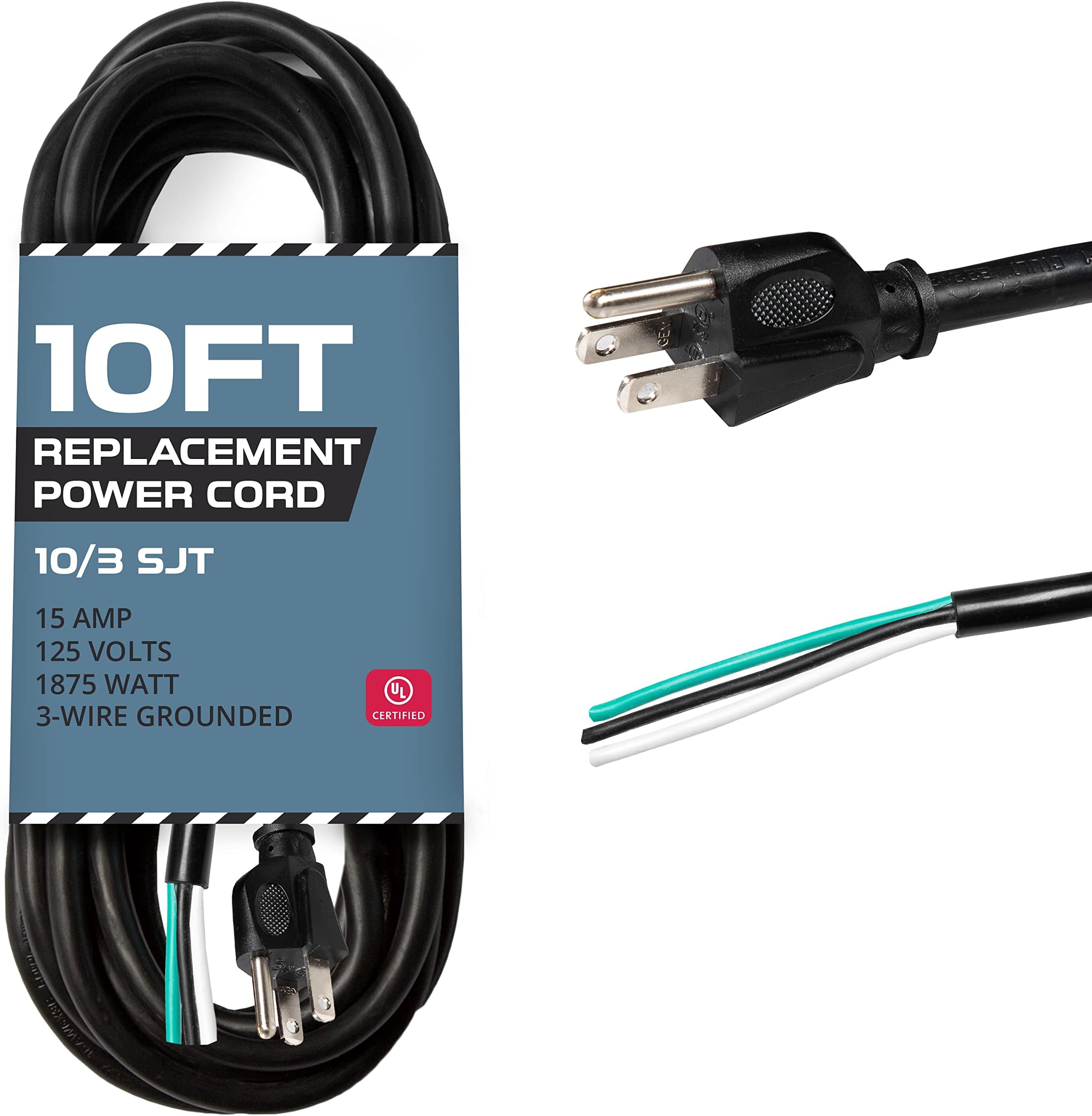 Amazon.com: Iron Forge Cable 10 Gauge Replacement Power Cord 10 ft 3 ...