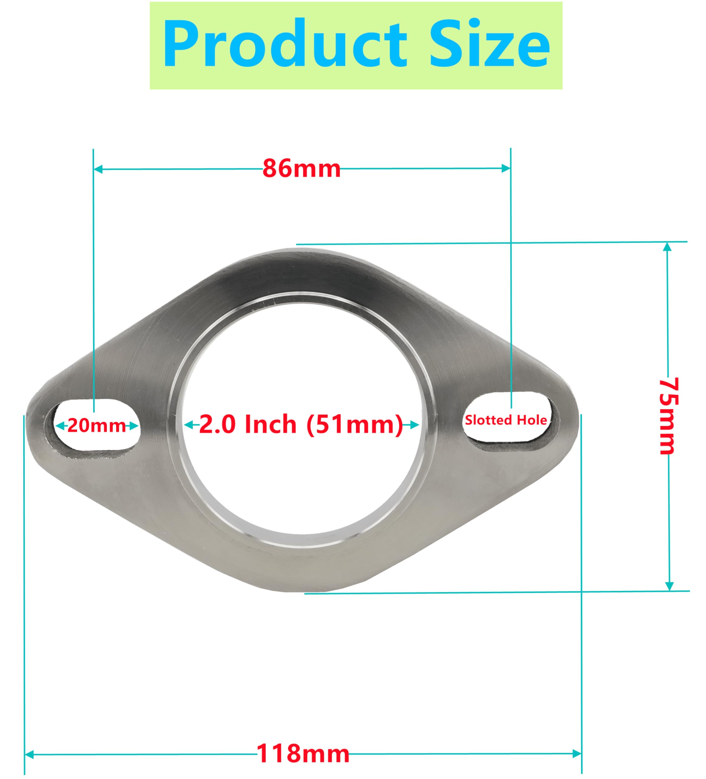 Snapklik.com : SHINTONES 2.0 Inch 2 Bolt Exhaust Flange And Gasket ...