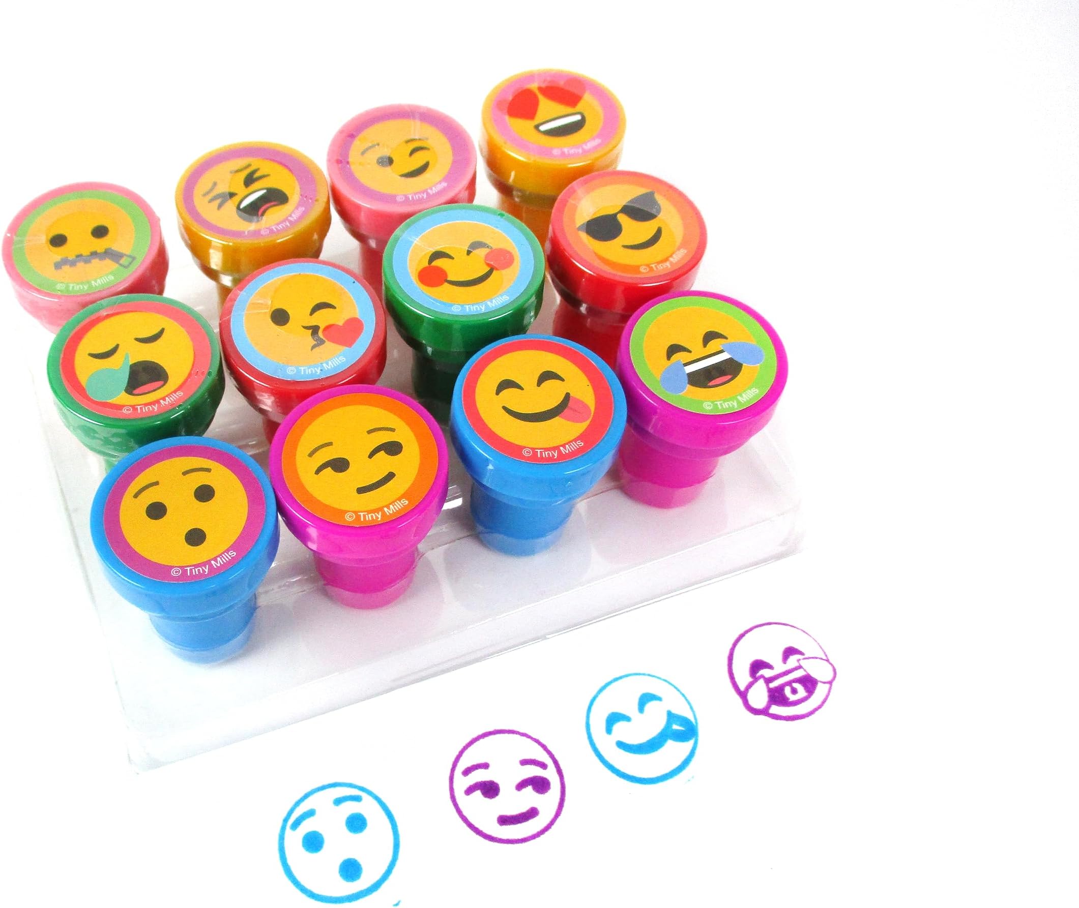Amazon.com: TINYMILLS 12 Pcs Emoji Stamp Kit for Kids - Emoji Self ...