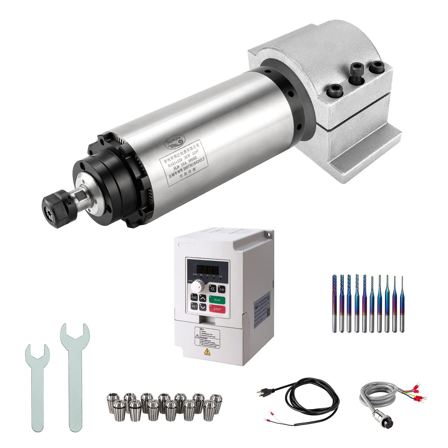CNC Spindle Motor Kits, 220V 3KW 3000W Φ100mm Air Cooled Spindle CNC ...