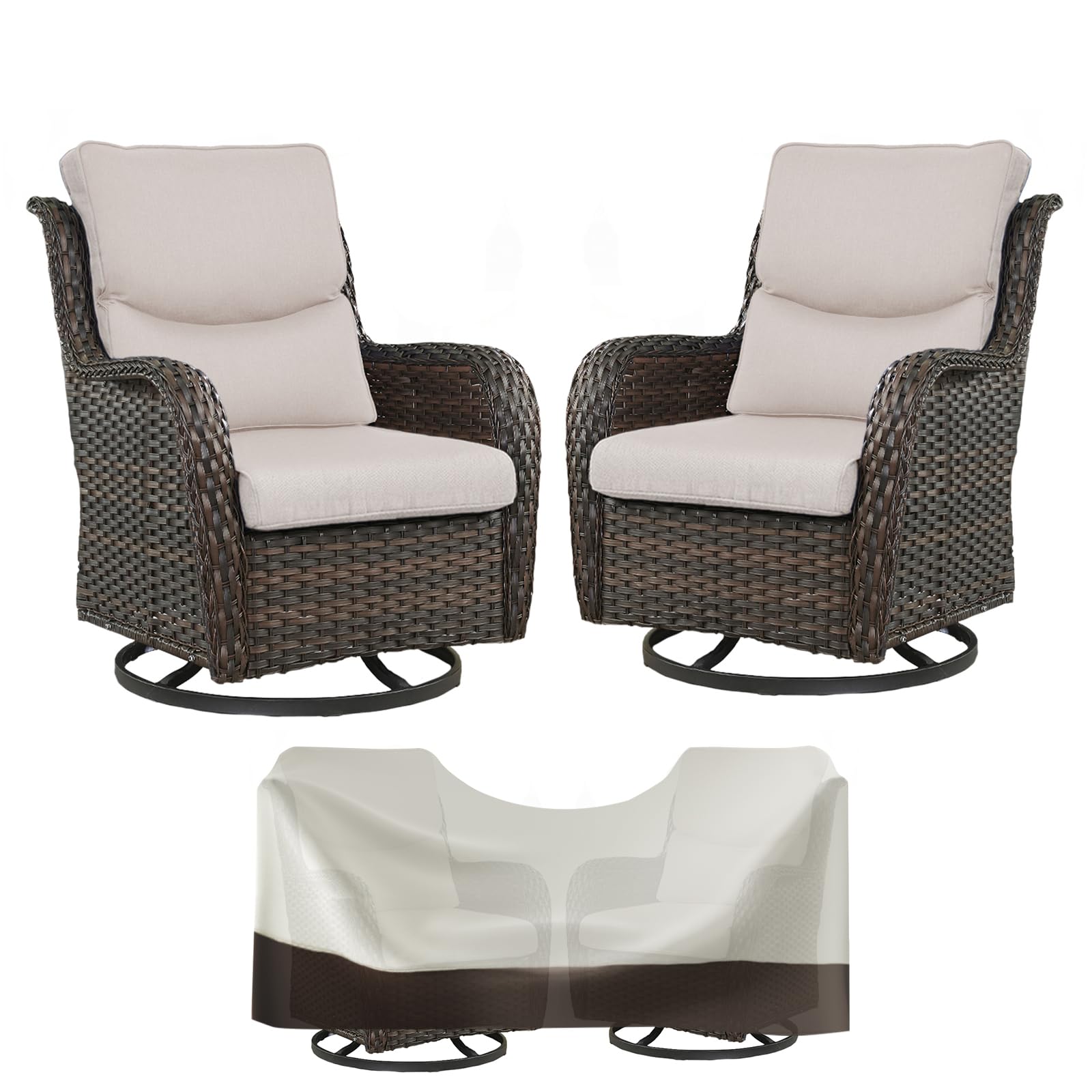 Amazon.com: HUMMUH High Back Outdoor Swivel Rocker Patio Chairs Set of ...