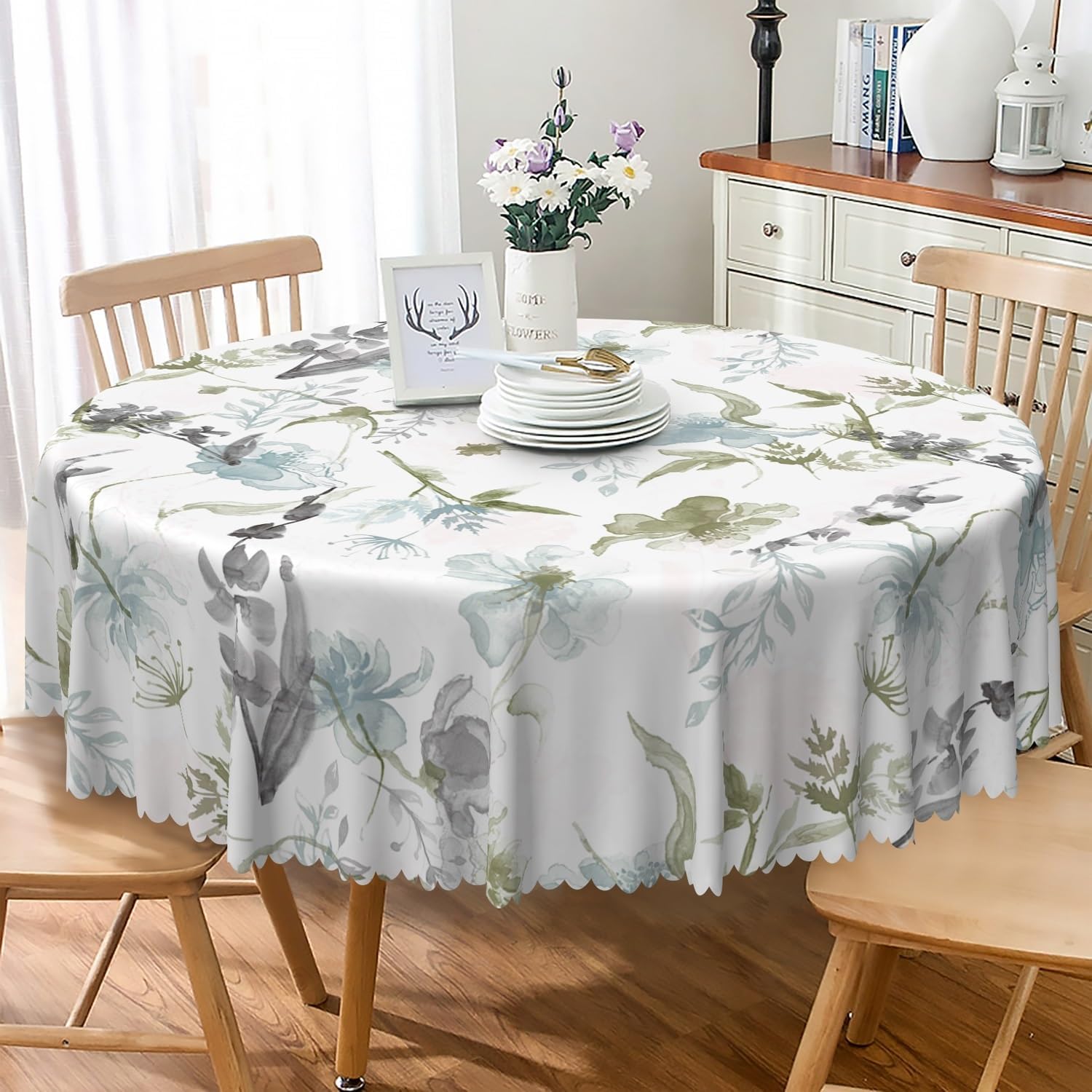 Amazon.com: TTQYFNM Rustic Floral Round Tablecloth 42 Inch Watercolor ...