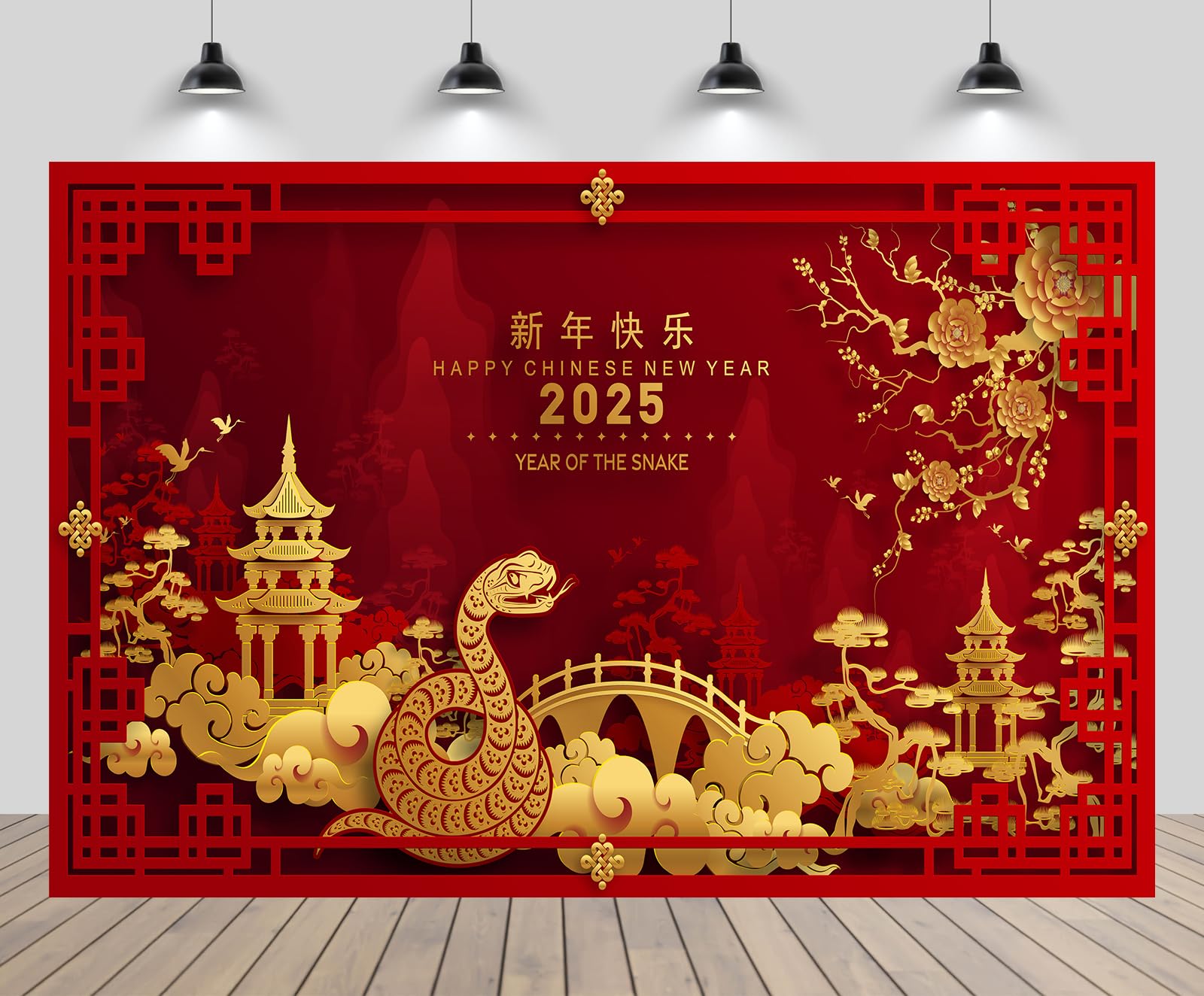 Amazon.com : CHNYWORK 5x4ft Happy Chinese New Year Backdrop 2025 Year ...