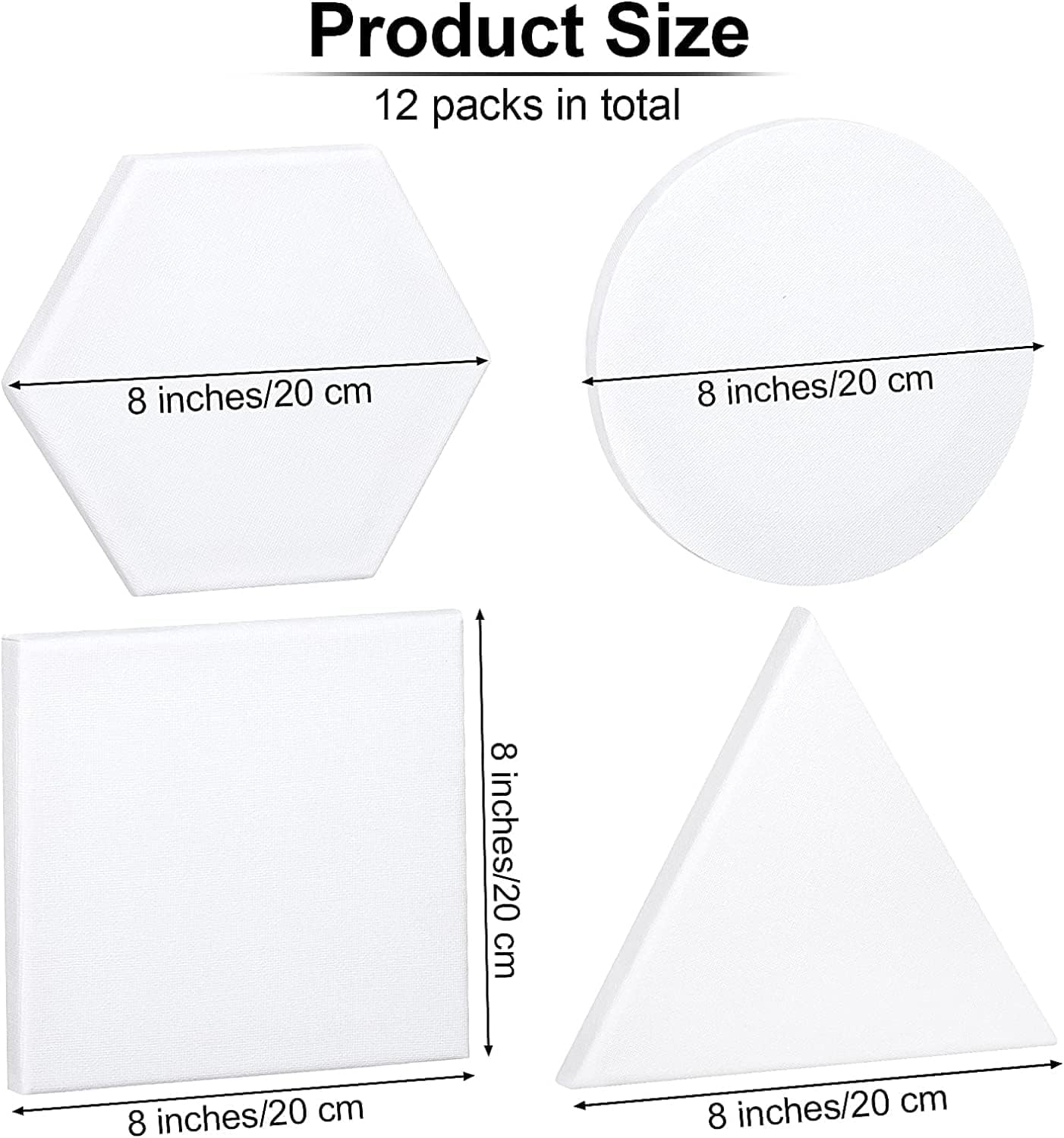 12 Pieces 20cm Stretched Canvas Blank Painting Canvas Panel Artist White Canvas Boards Triangle ...