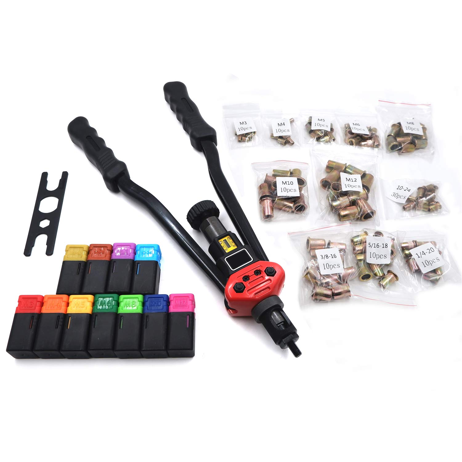 Amazon.com: HTTMT- Hand Nut Riveter 410mm 16" Rivet Gun Kit Rivnut ...