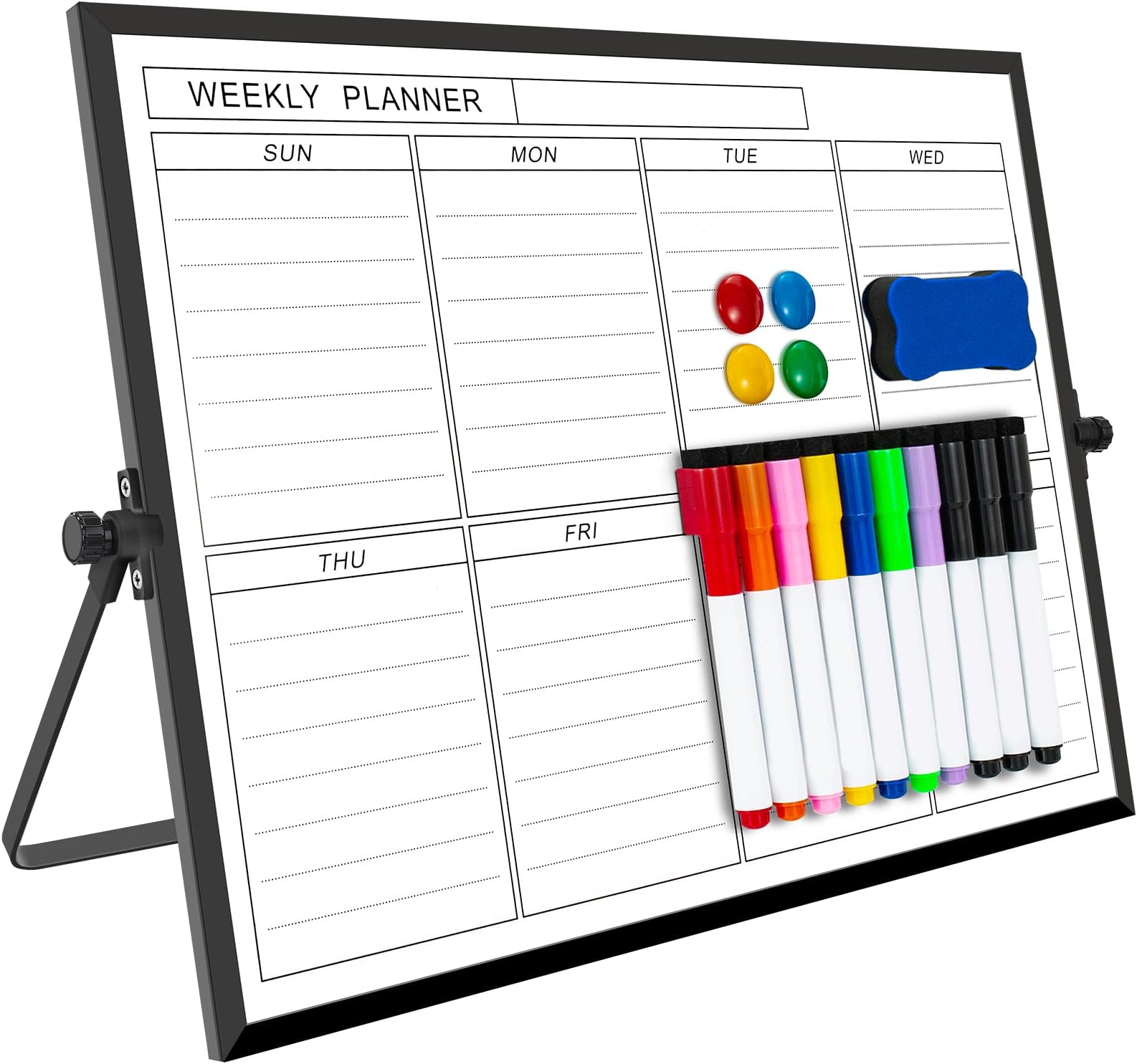 Weekly Whiteboard Planner with Stand, Double-Sided a3 Whiteboard for ...