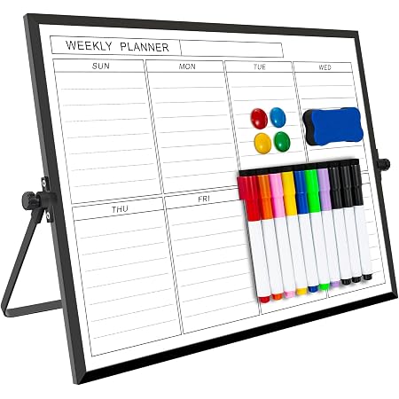 Weekly Whiteboard Planner with Stand, Double-Sided a3 Whiteboard for ...