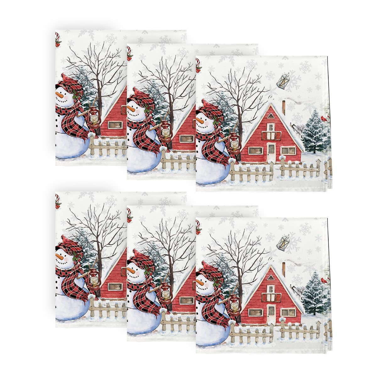 Horaldaily Christmas Cloth Napkins 18 x 18 Inch, Winter Snowman House ...
