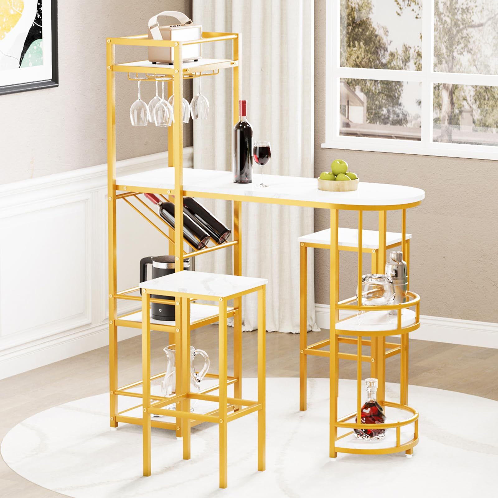 Amazon.com - Moccha 3-Piece Bar Table Set, Dining Table Set with ...